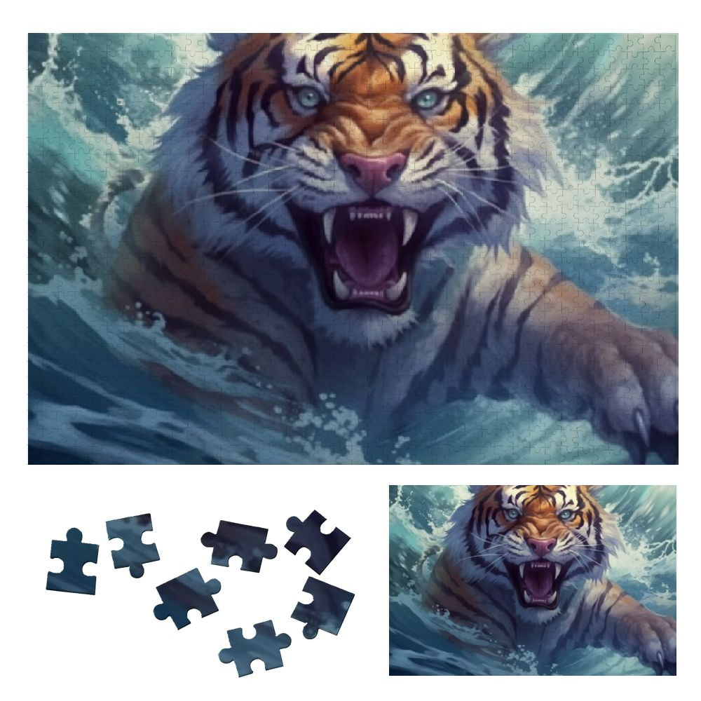 Aristuring Tiger Fantasy Art Wooden Jigsaw Puzzle Impossible Wooden ...