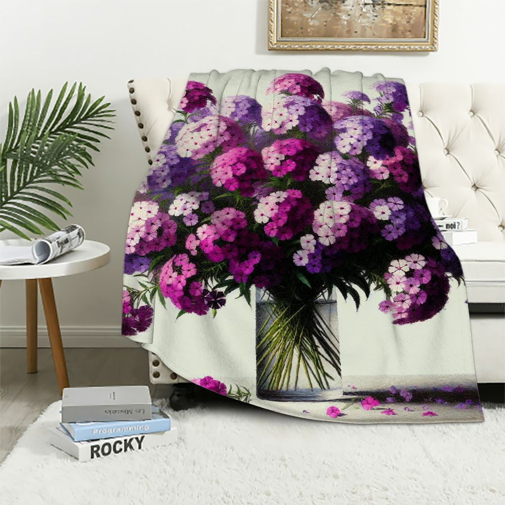 Aristuring Watercolor Vintage Flowers Glass Vase Hello Spring Flannel Blanket for All Seasons ...