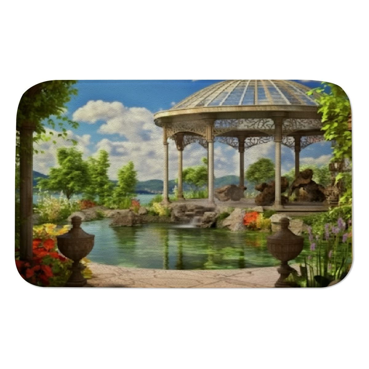 Aristuring Waterfall Pond Flannel Floor Mat Rectangle Doormat Floor ...