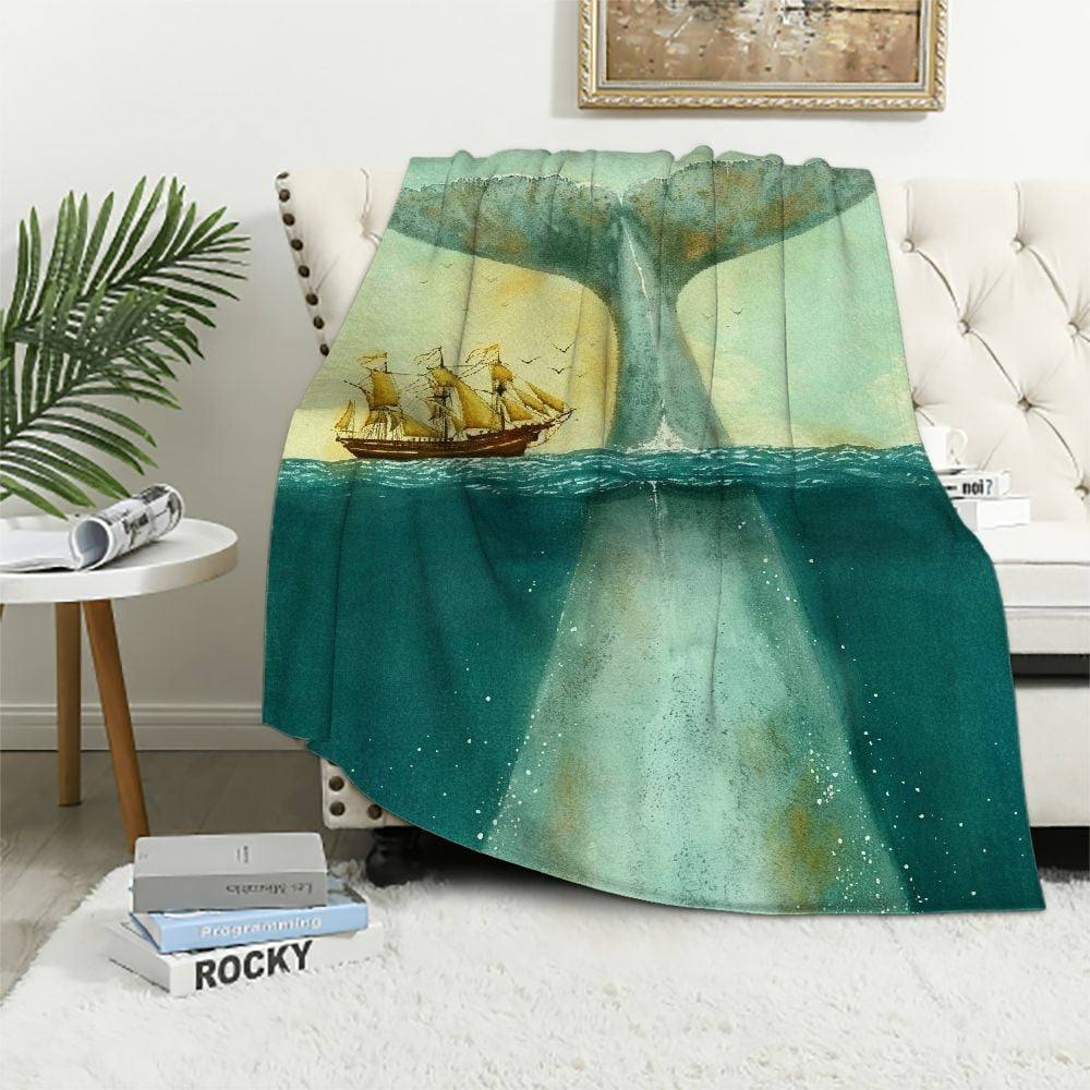 Aristuring Whale Boat Ship Flannel Blanket Lightweight Blanket for All ...