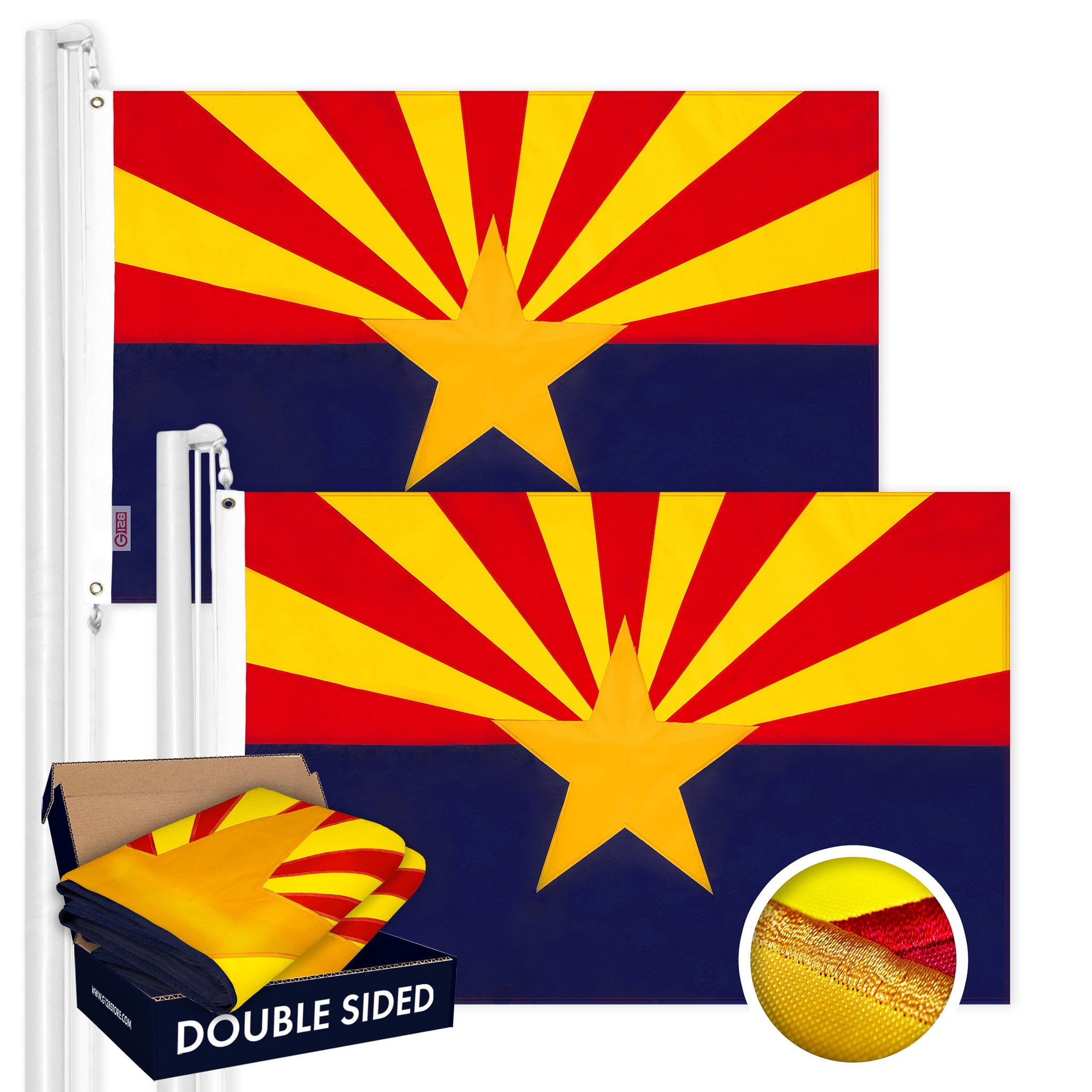 Arizona AZ State Flag 3x5FT 2-Pack Double-sided Embroidered Polyester ...