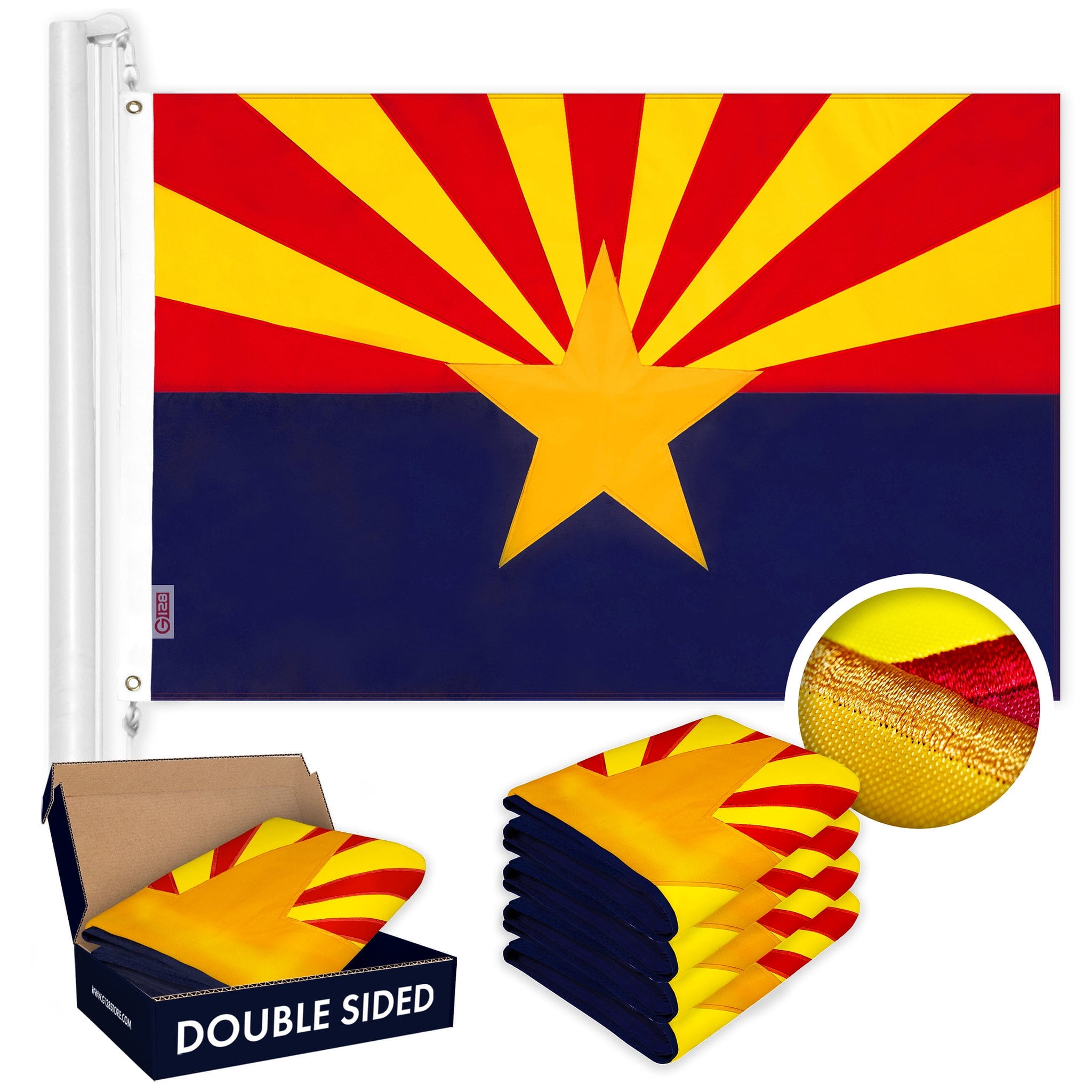 Arizona AZ State Flag 3x5FT 5-Pack Double-sided Embroidered Polyester ...