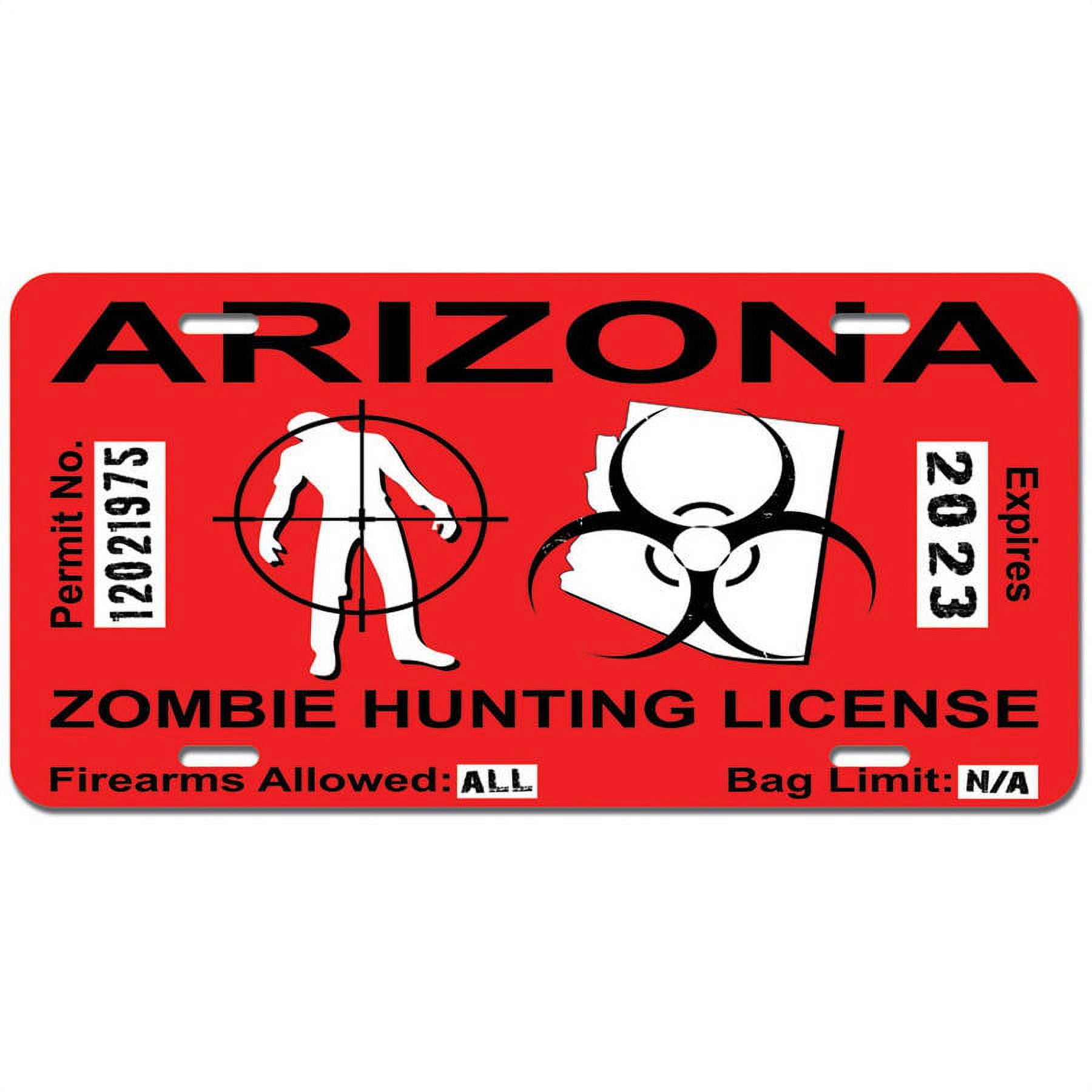 Arizona AZ Zombie Hunting License Permit Red United States - Biohazard ...
