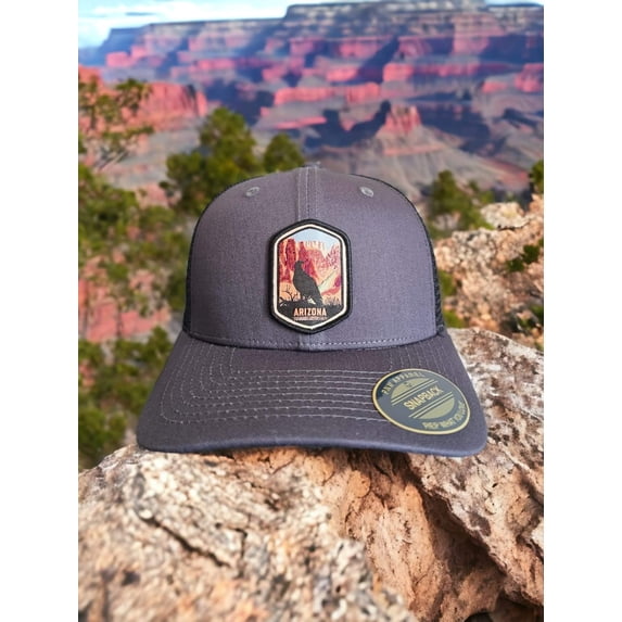Arizona Baseball Cap with Desert Landscape Embroidered Patch - Grey on ...
