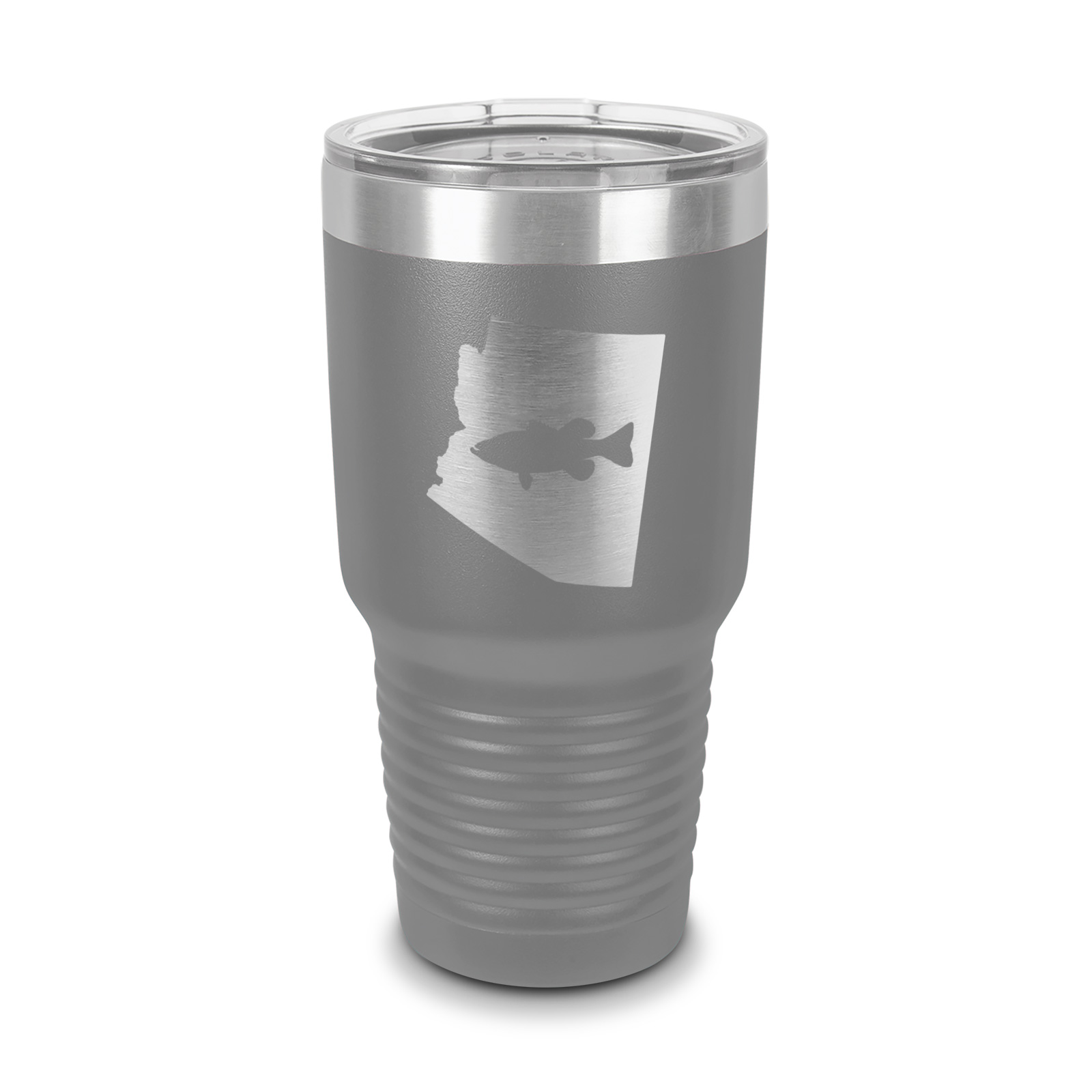 Arizona Bass Tumbler 30 oz - Laser Engraved w/ Clear Lid - Stainless ...