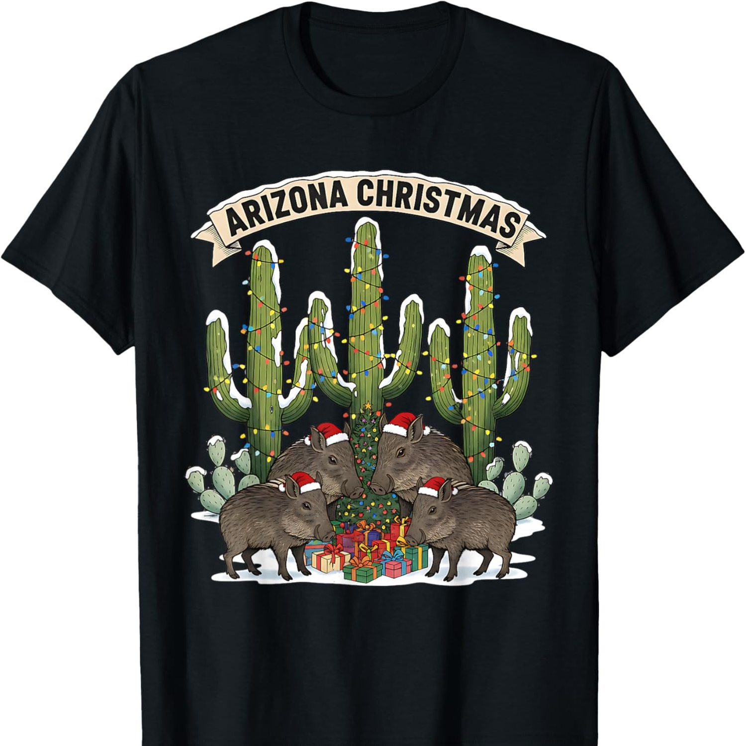 Arizona CH1Ristmas Javelina Family Desert SaguaroS1 Ligh T-S1Hirt ...