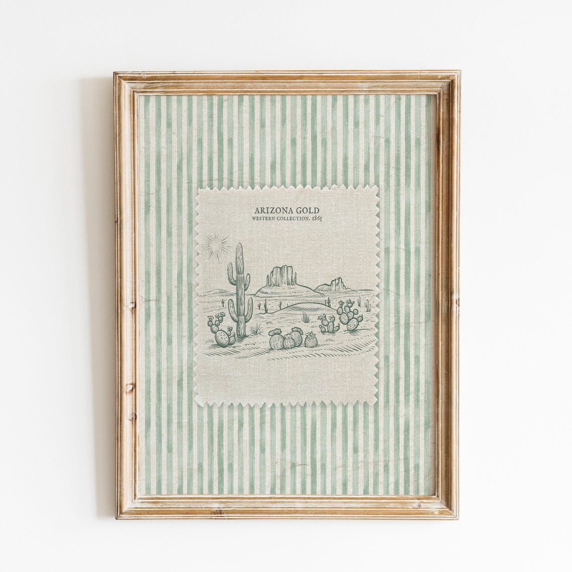 Arizona Cactus Western Vintage Desert Landscape Wall Art Sketch Rustic ...