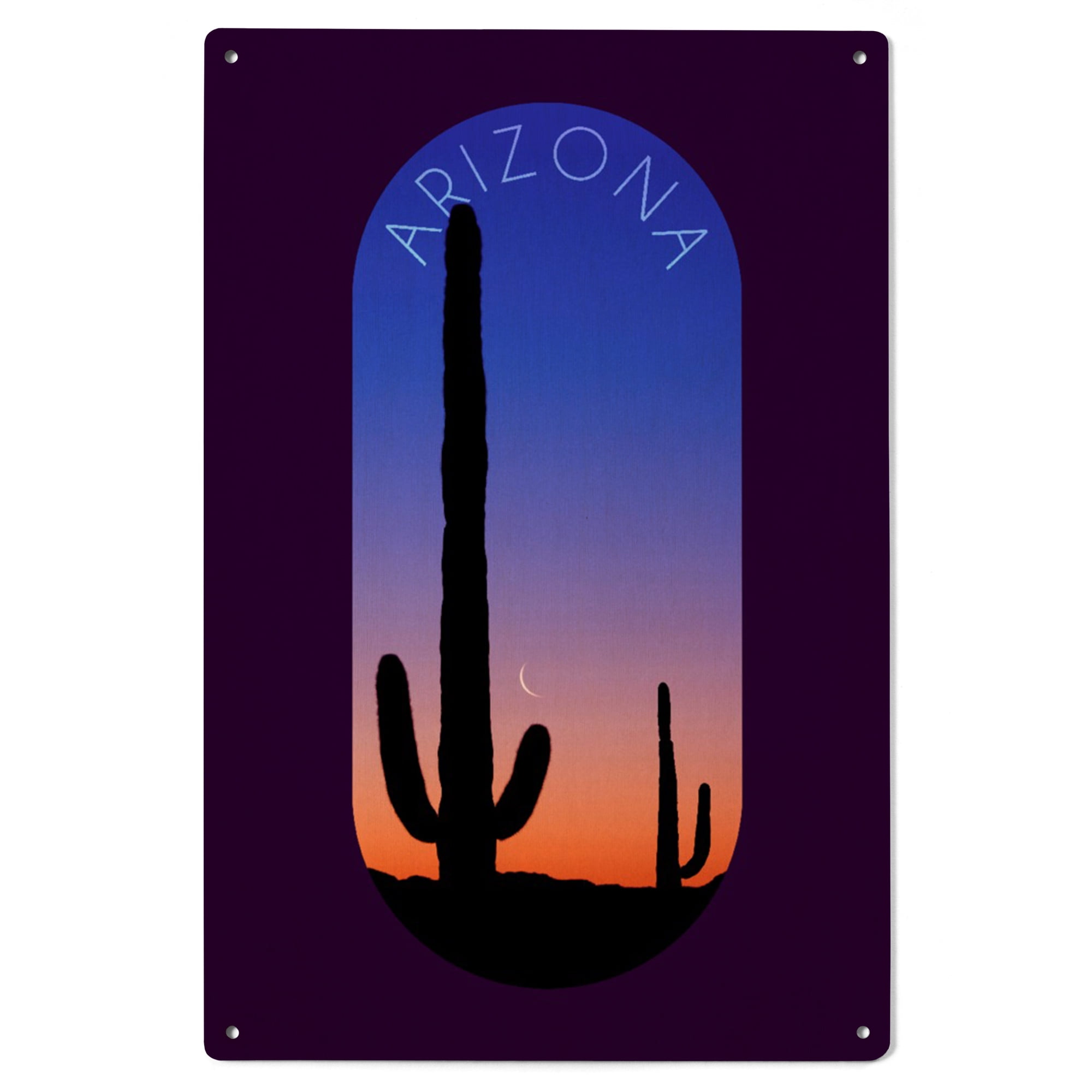 Arizona, Cactus and Moon Photograph, Contour Birch Wood Wall Sign (6x9 ...