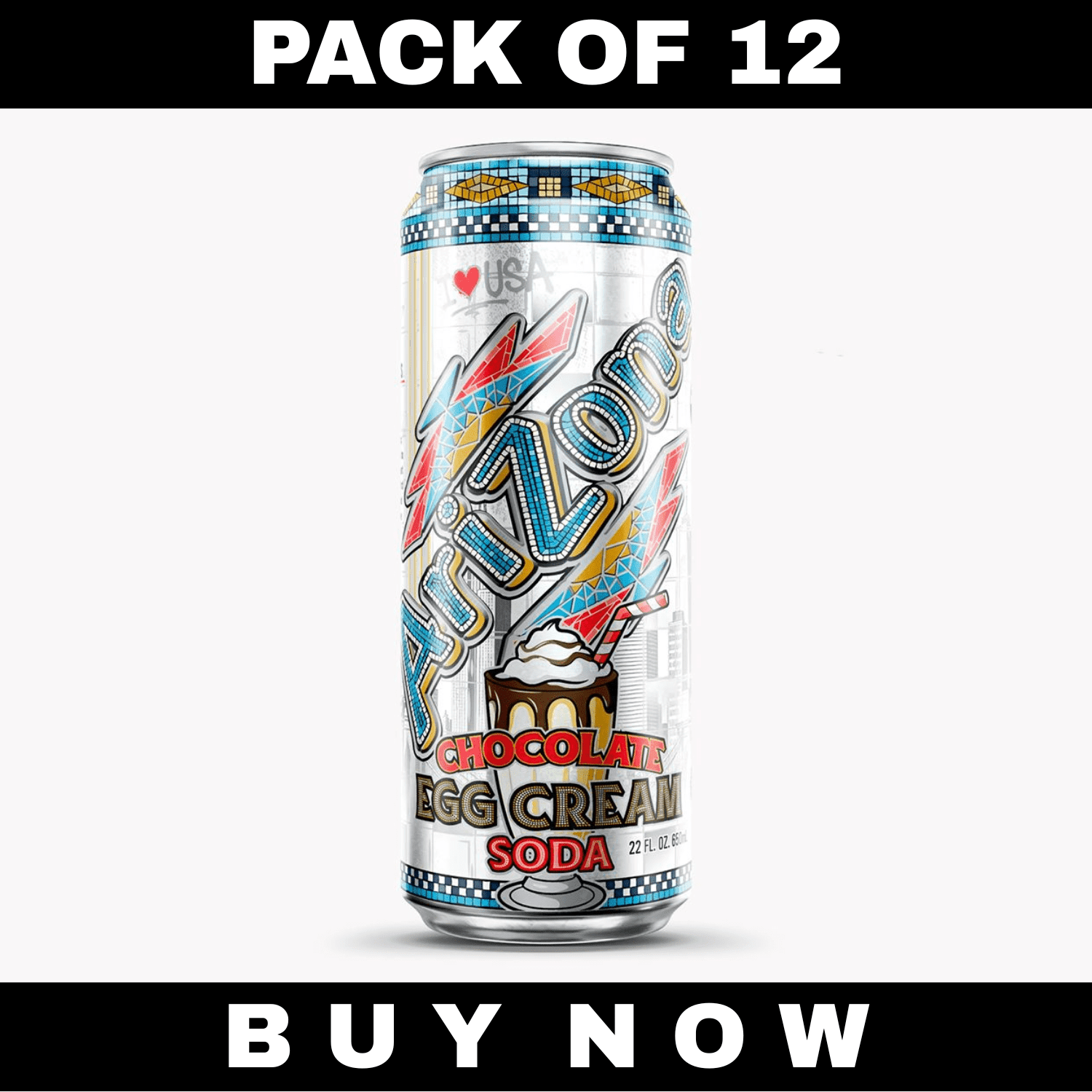Arizona Chocolate Egg Cream Soda, Classic New York Style, 22 oz Cans ...