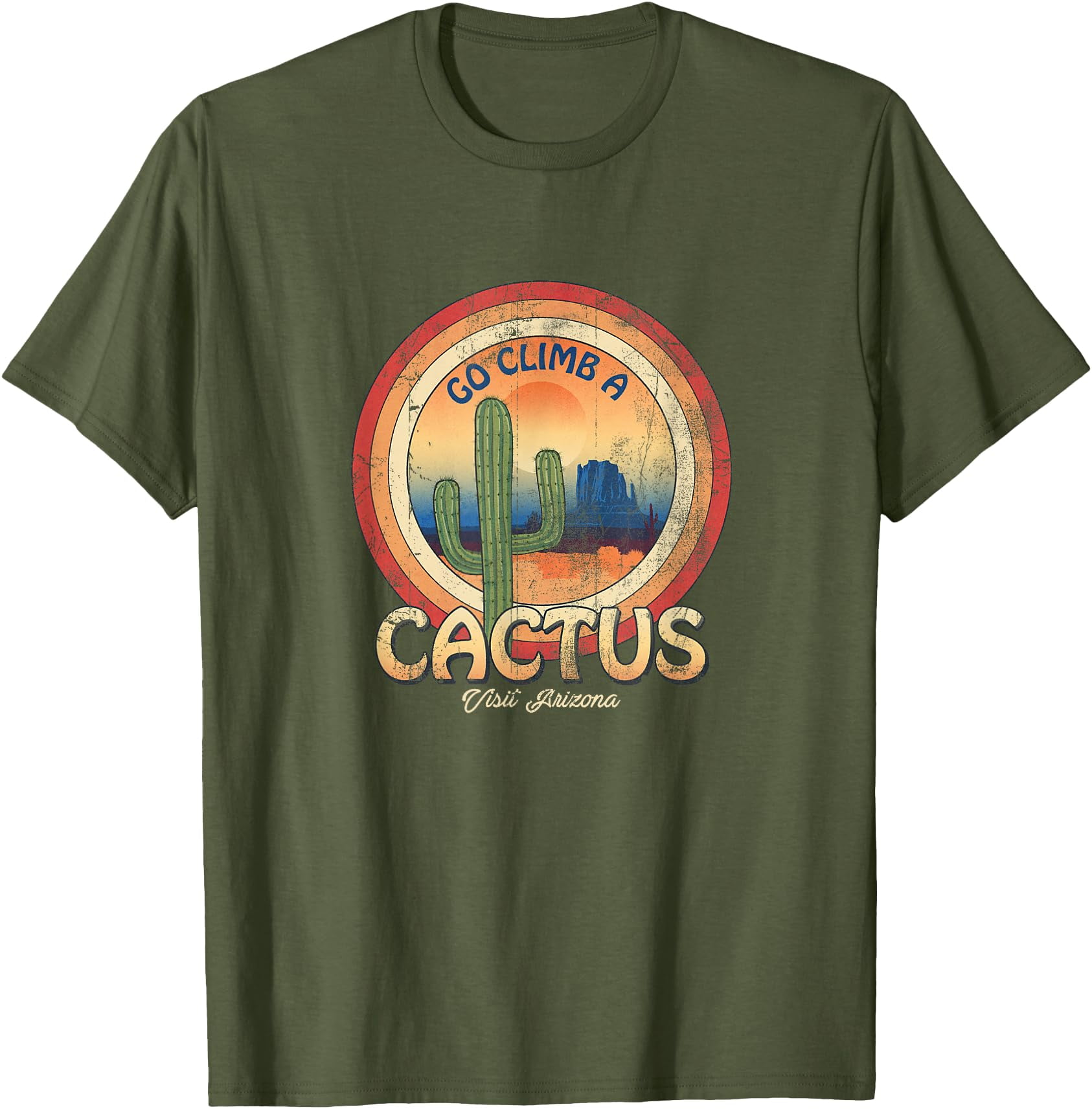 Arizona Climb Cactus Sunset Souvenir AZ Desert Southwest Hiking Unisex T-Shirt for Men Women ...