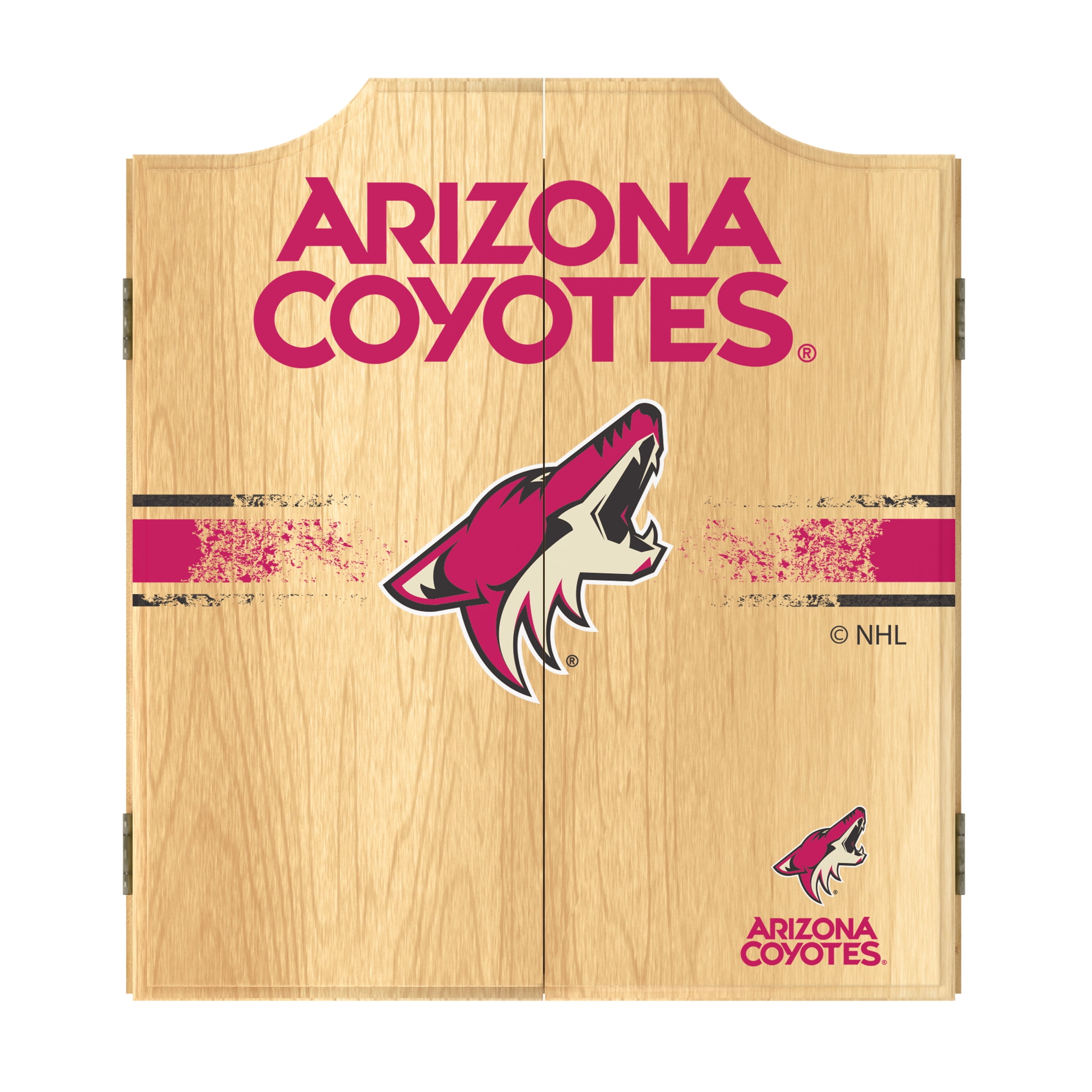 Arizona Coyotes Logo Dart Board Cabinet Set with 6 Steel Tip Darts ...
