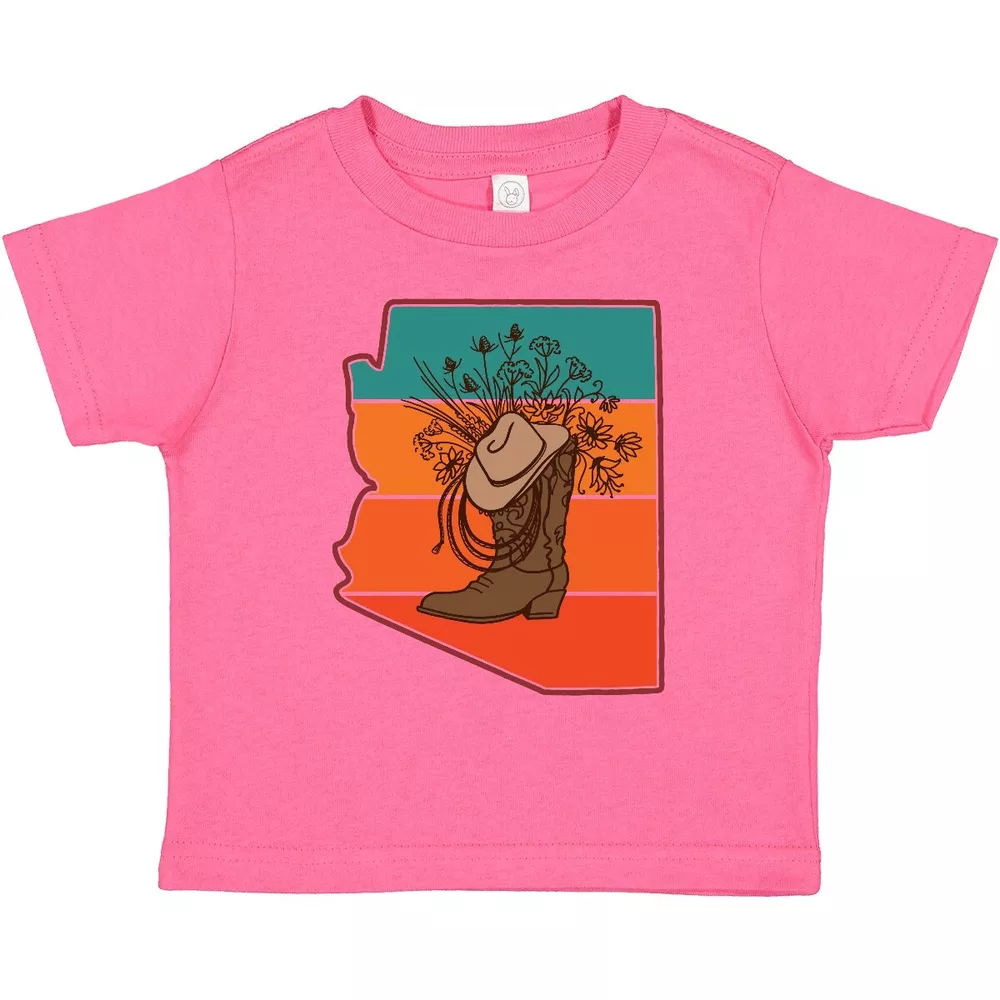 Arizona Cute Cowgirl Boot Toddler T-Shirt Retro Girl Clothes Rodeo Kid ...