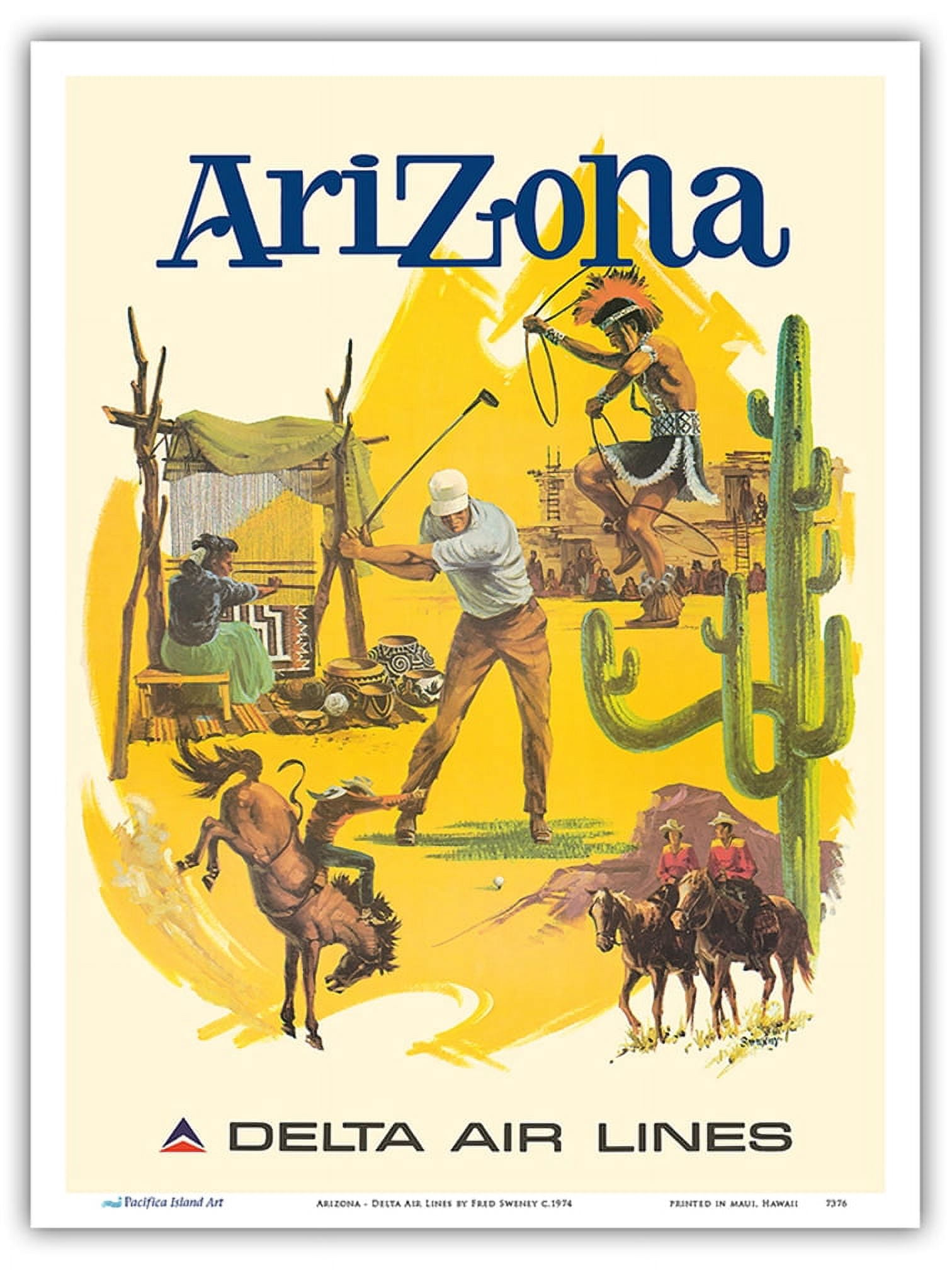 Arizona - Delta Air Lines - Vintage Airline Travel Poster by Fred ...