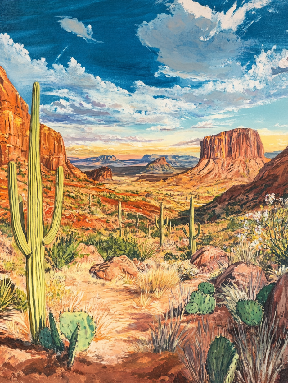 Arizona Desert Landscape Canvas Print/Wall Art，Suitable for Living Room ...