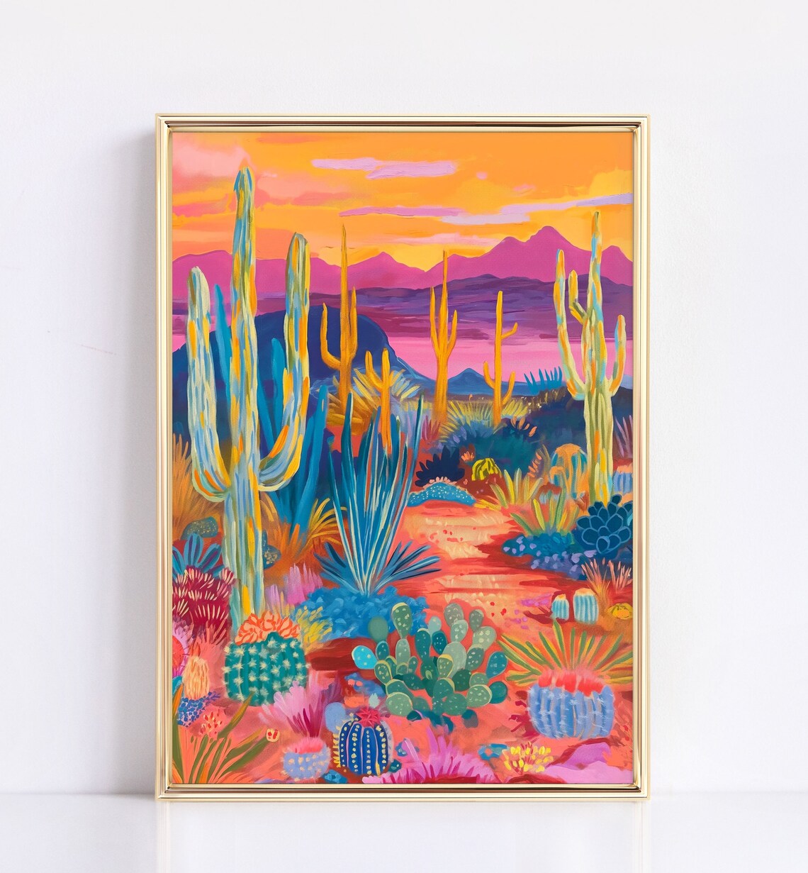 Arizona Desert Print, National Park Art, Vibrant Cactus, Travel Wall ...