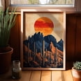 Arizona Desert Under Red Orange Sun Western Botanical Landscape Cactus ...