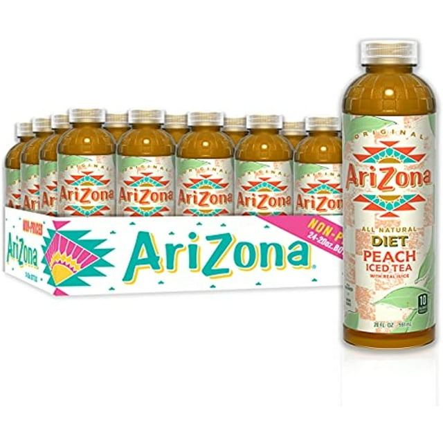 Arizona Diet Peach Tea, 20 Fl Oz, Pack Of 24 - All Natural Brewed Tea ...