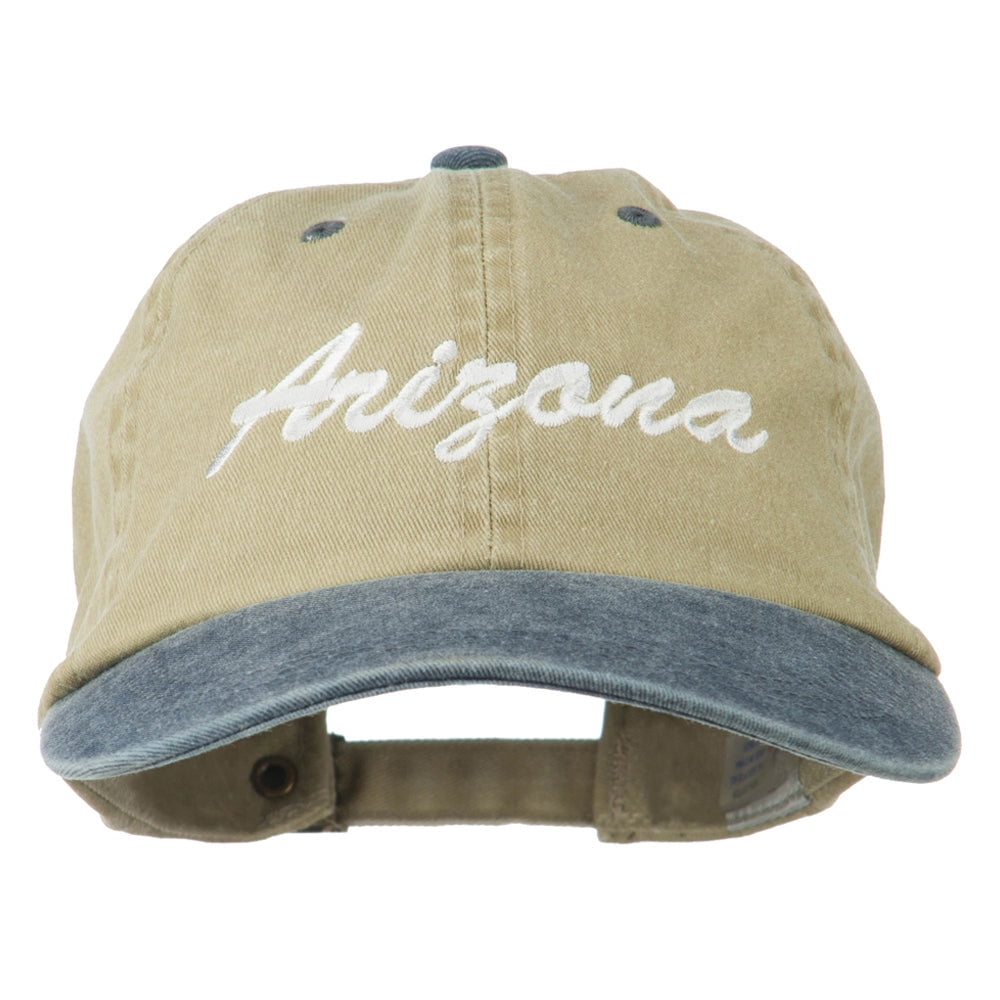 Arizona Embroidered Washed Cap - Khaki Navy OSFM - Walmart.com