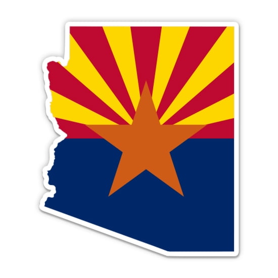 Arizona Flag State Shape - 5" Vinyl Sticker - For Car Laptop I-Pad ...