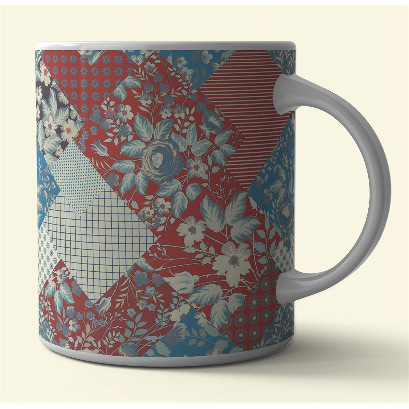 Arizona Floral Patches 11 oz Microwave Safe Thermosaf Mug in Red Blue ...