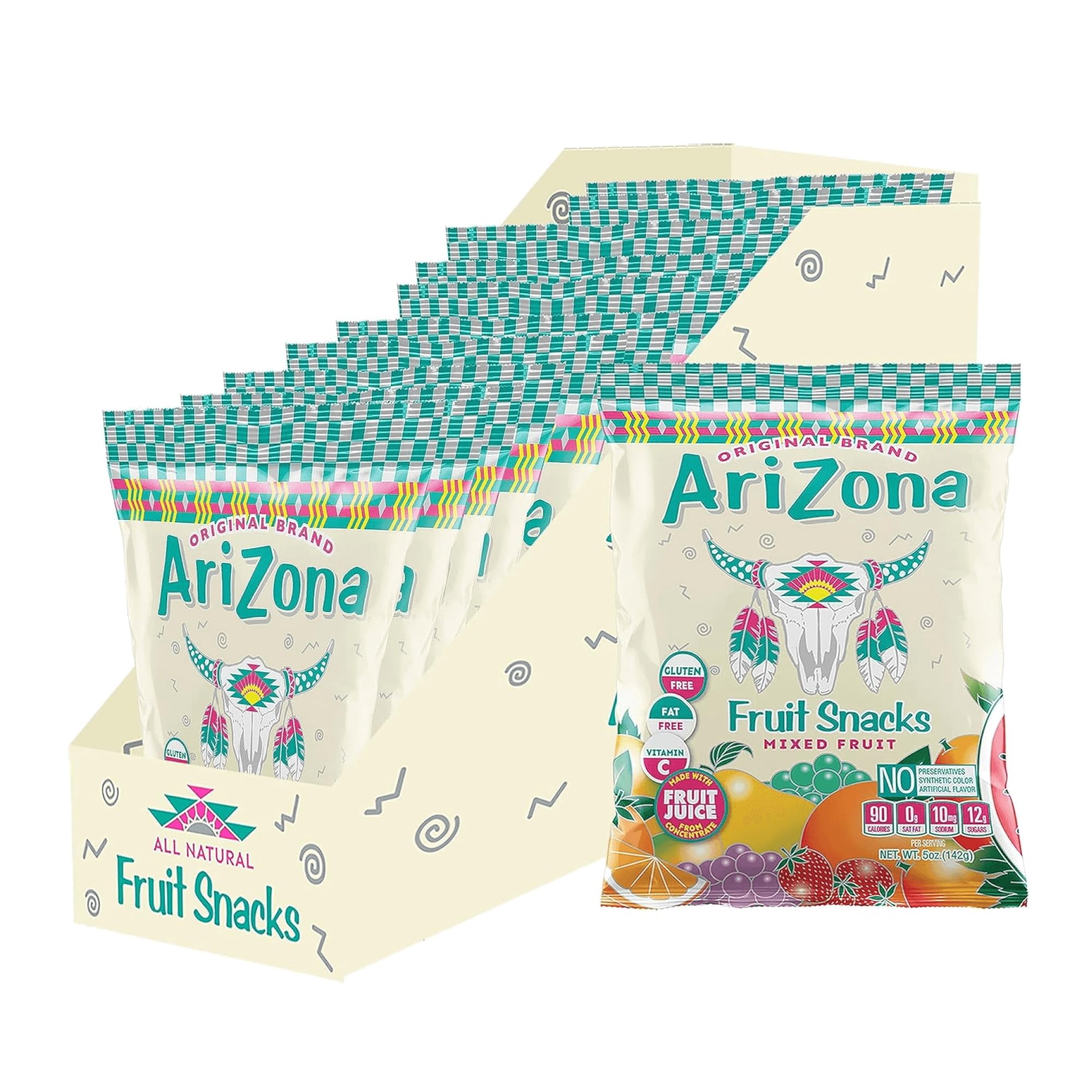 Arizona Fruit Snacks, Gluten ESF27 Free Mixed Fruit Gummy Chews, 5 ...