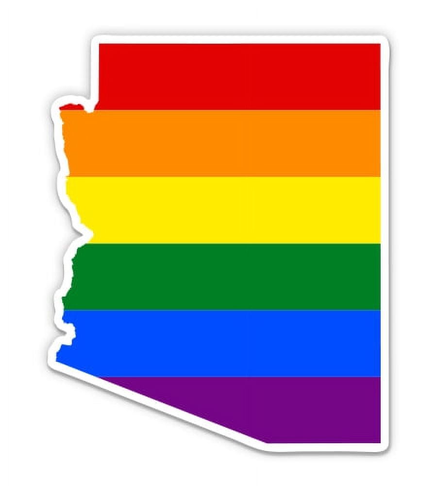 Arizona Gay Flag State Shape Rainbow Pride LGBT - 5" Vinyl Sticker ...