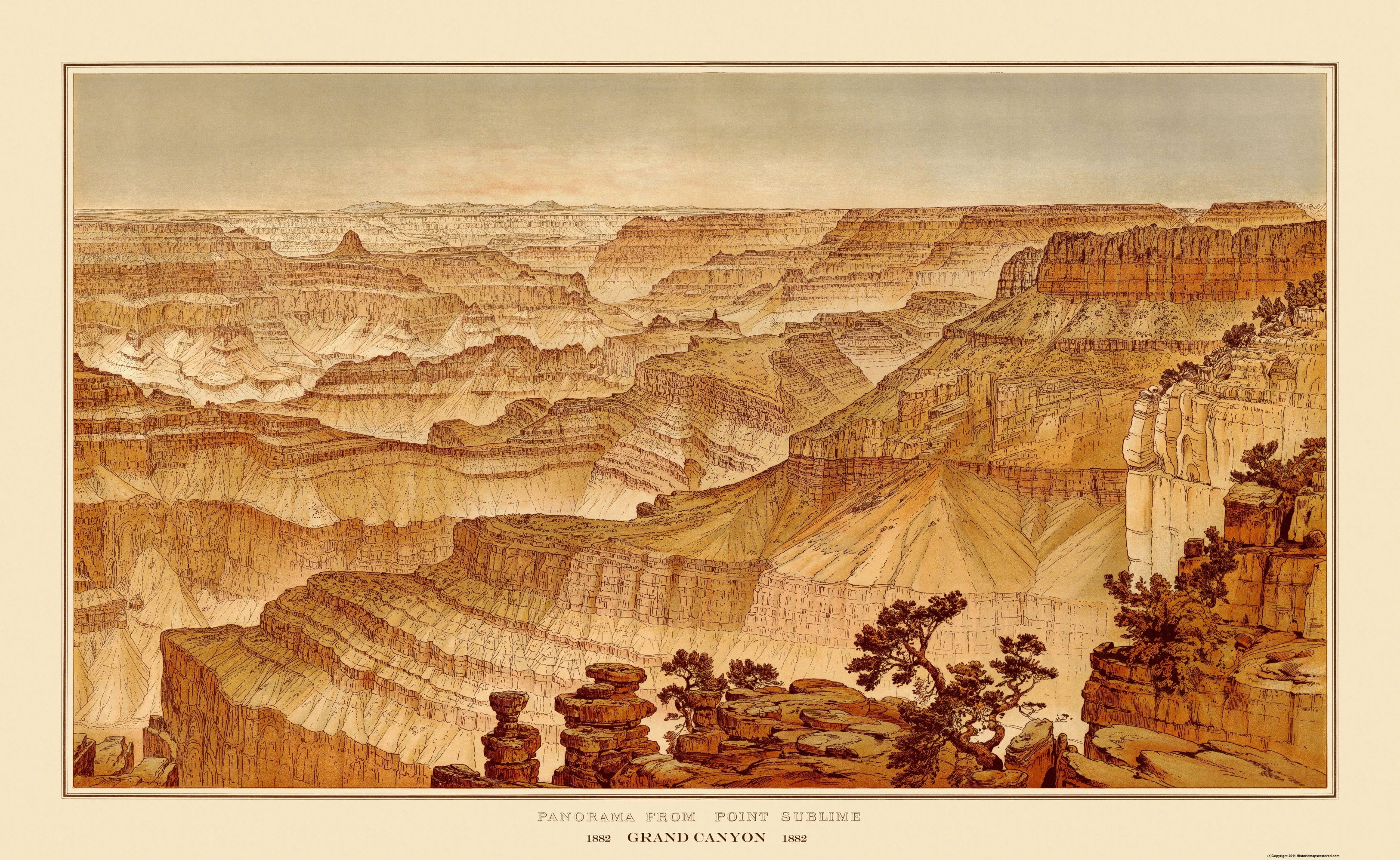 Historic Panoramic View - Arizona Grand Canyon Point Sublime - Bien ...