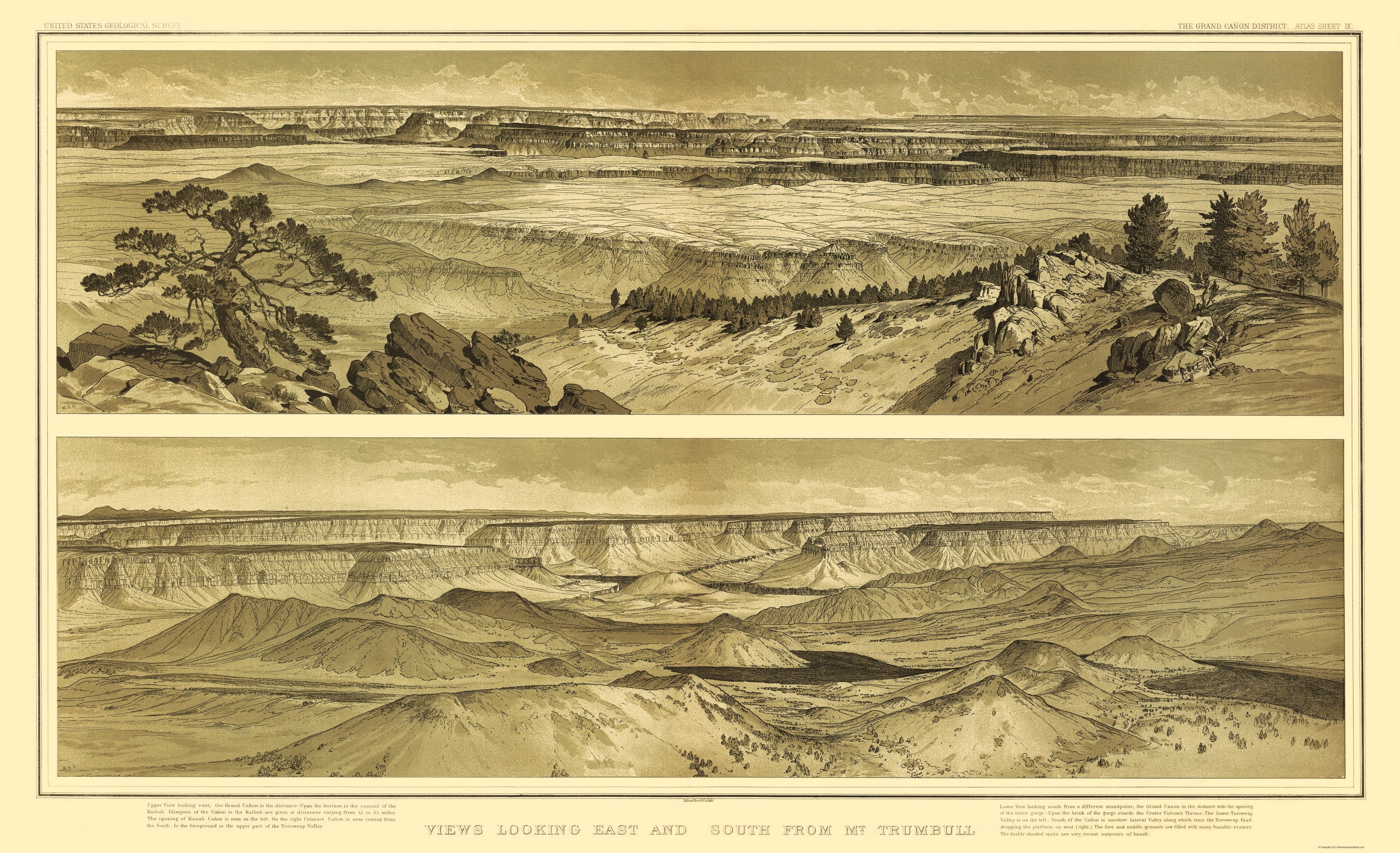 Historic Panoramic View - Arizona Grand Canyon South East Mt Trumbull ...