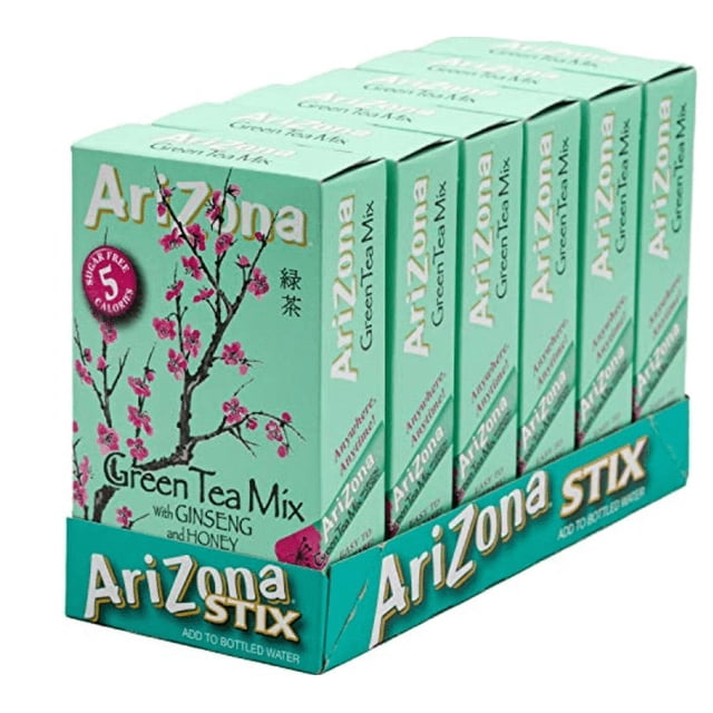 Arizona Zero Sugar Green Tea with Ginseng Iced Tea Stix, Low Calorie ...