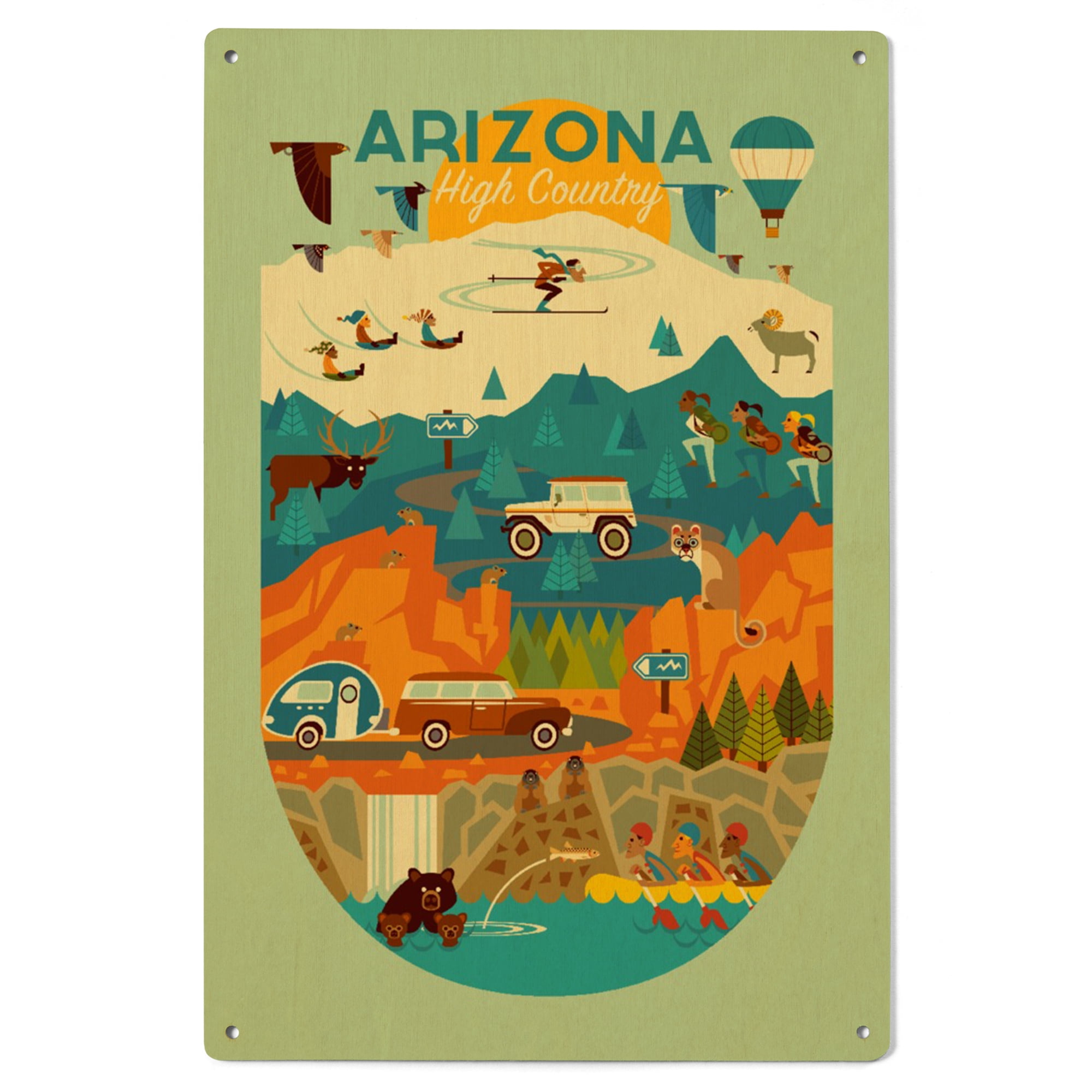Arizona High Country, Mountain Geometric, Contour Birch Wood Wall Sign ...