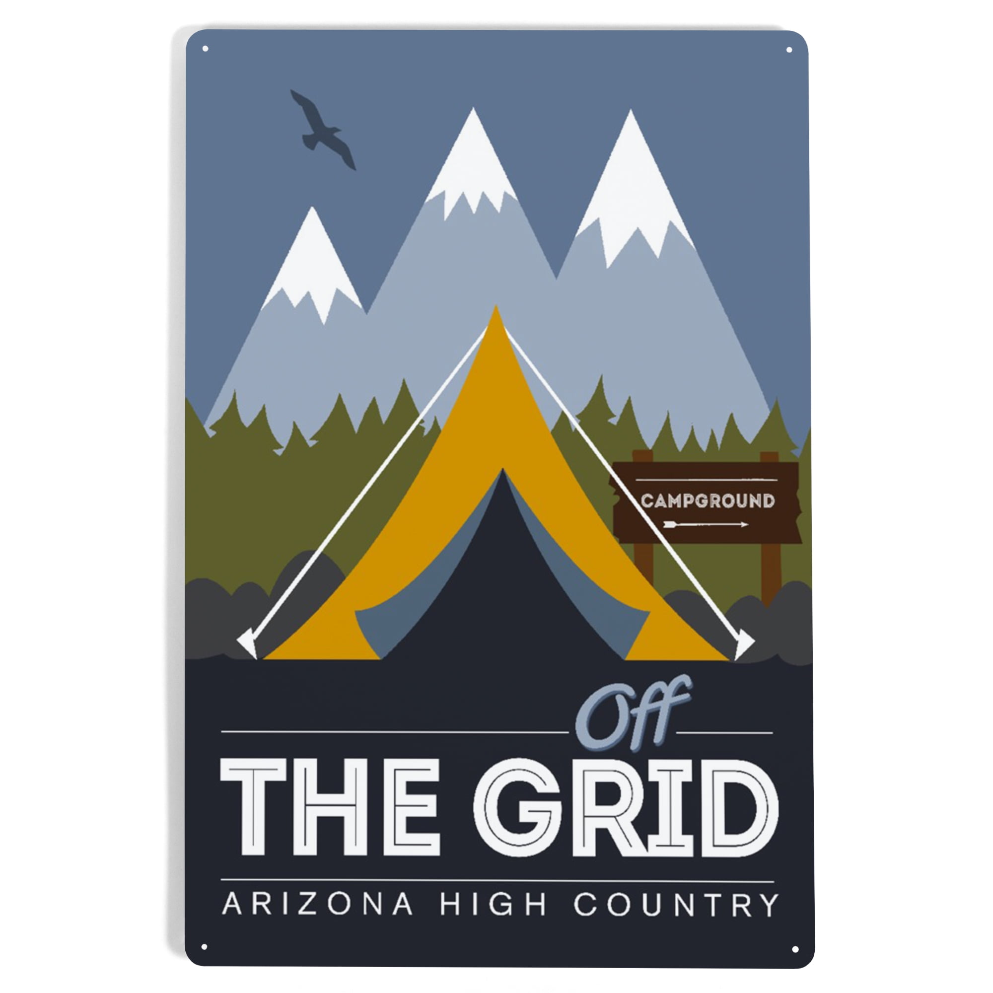 Arizona High Country, Off the Grid, Tent, Vector (12x18 Aluminum Art ...