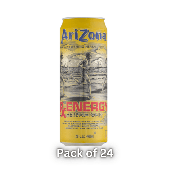 Arizona Iced Tea RX Energy Real Brewed, 23 fl oz Cans, 24 Pack ...