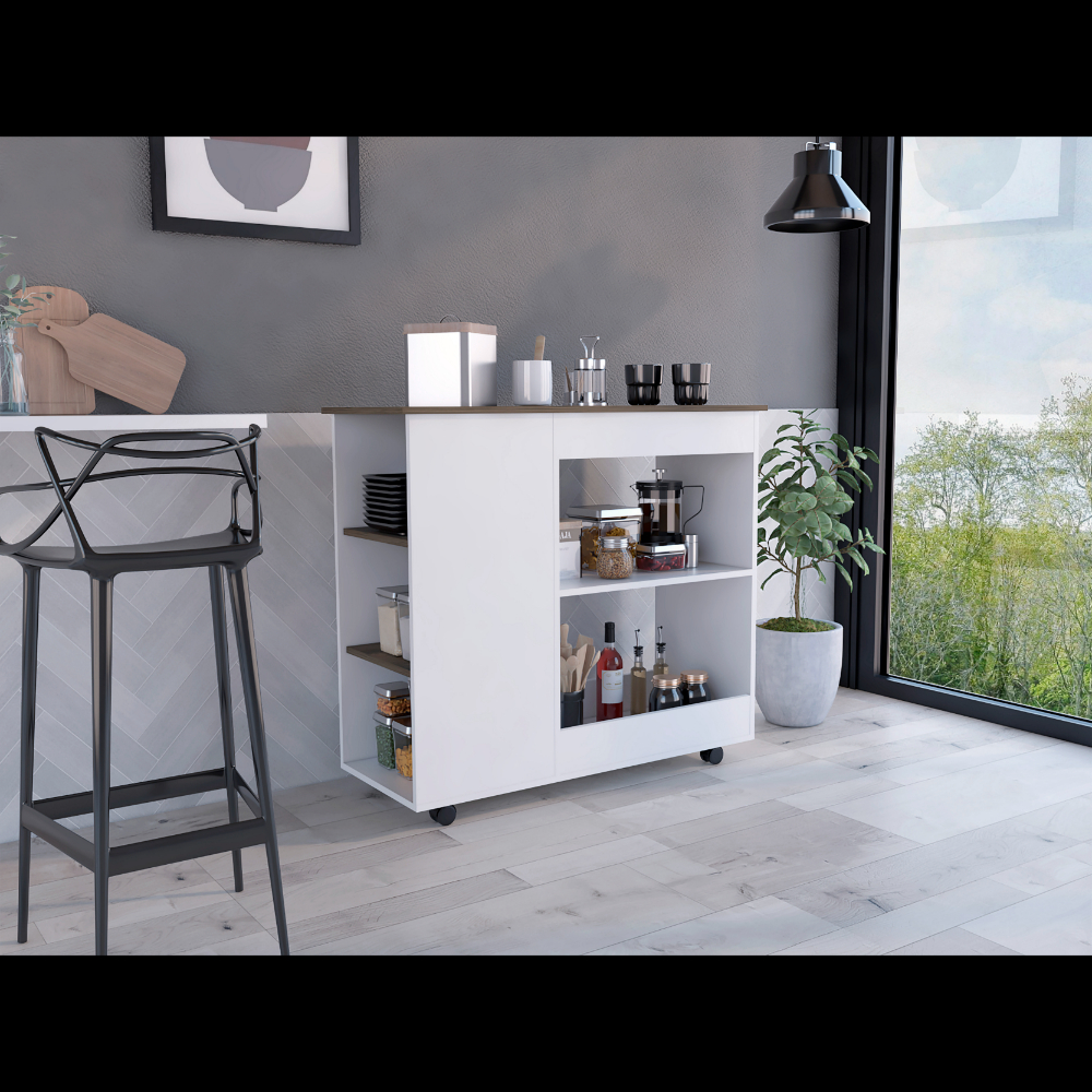 Arizona Kitchen Cart Storage Shelves Side Shelves Casters Mobile Cart ...
