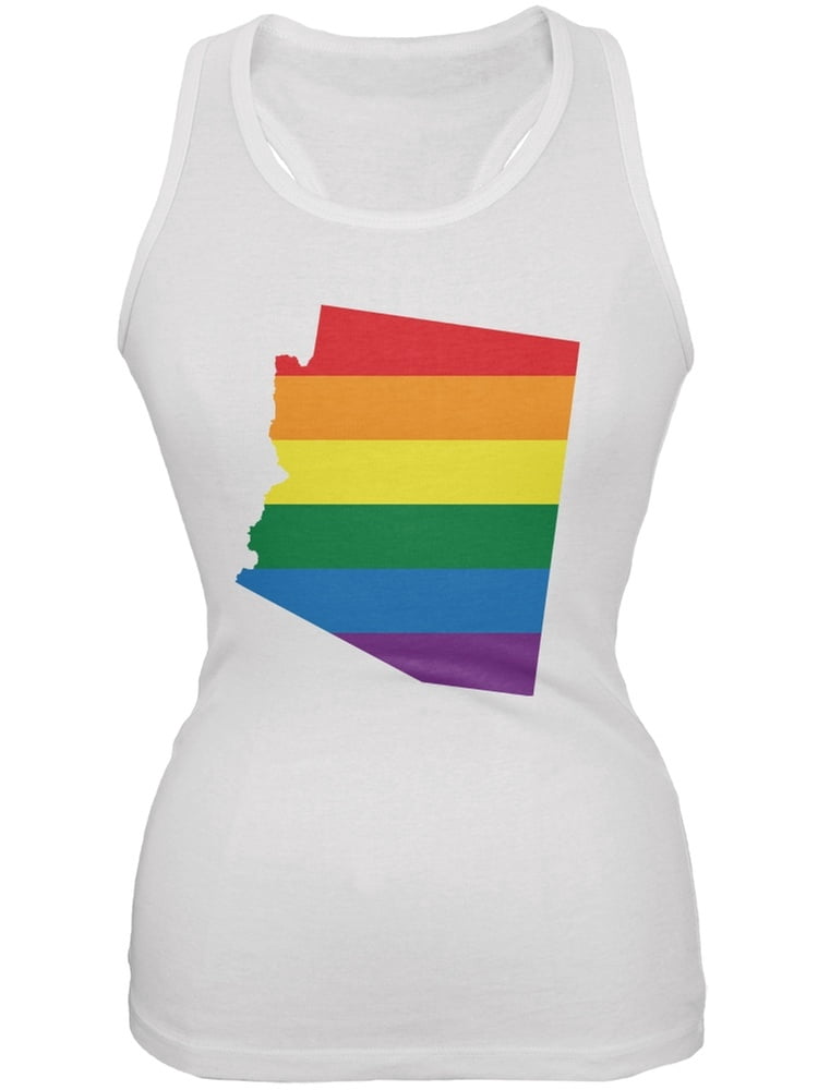 Arizona LGBT Lesbian Pride Rainbow White Juniors Soft Tank Top - Medium ...