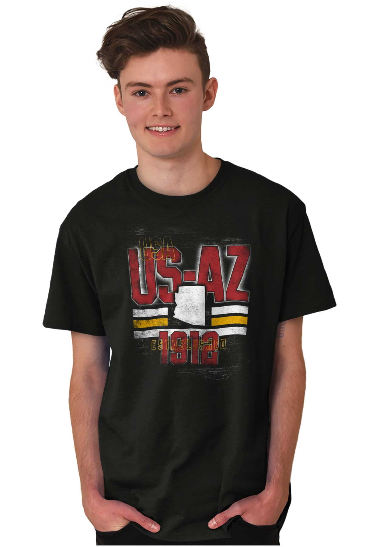 Arizona Map State Shape Distressed Unisex Plus Size Graphic Tee Brisco ...