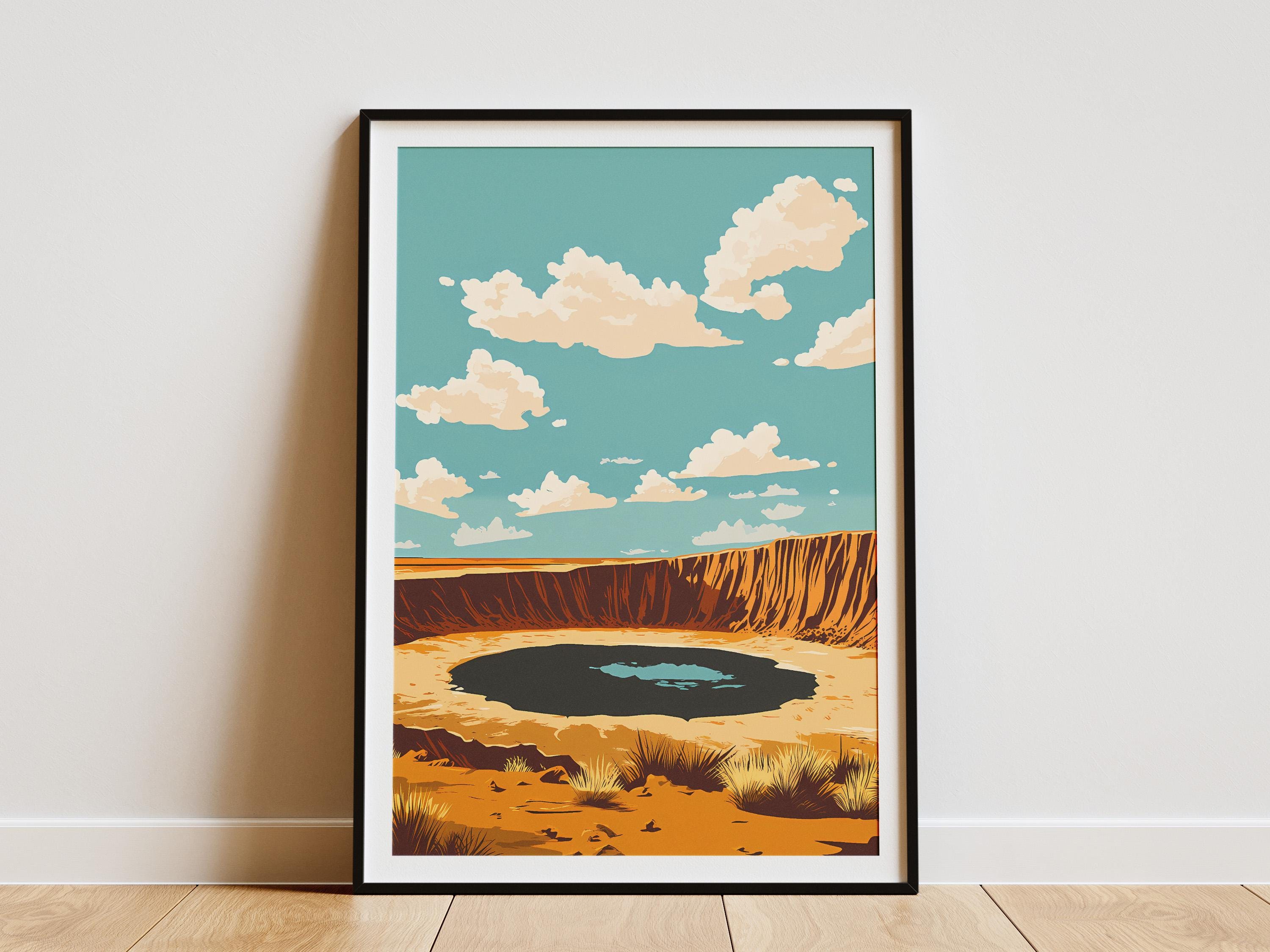 Arizona Meteor Crater Poster Vintage Travel Poster Mid Century Modern ...