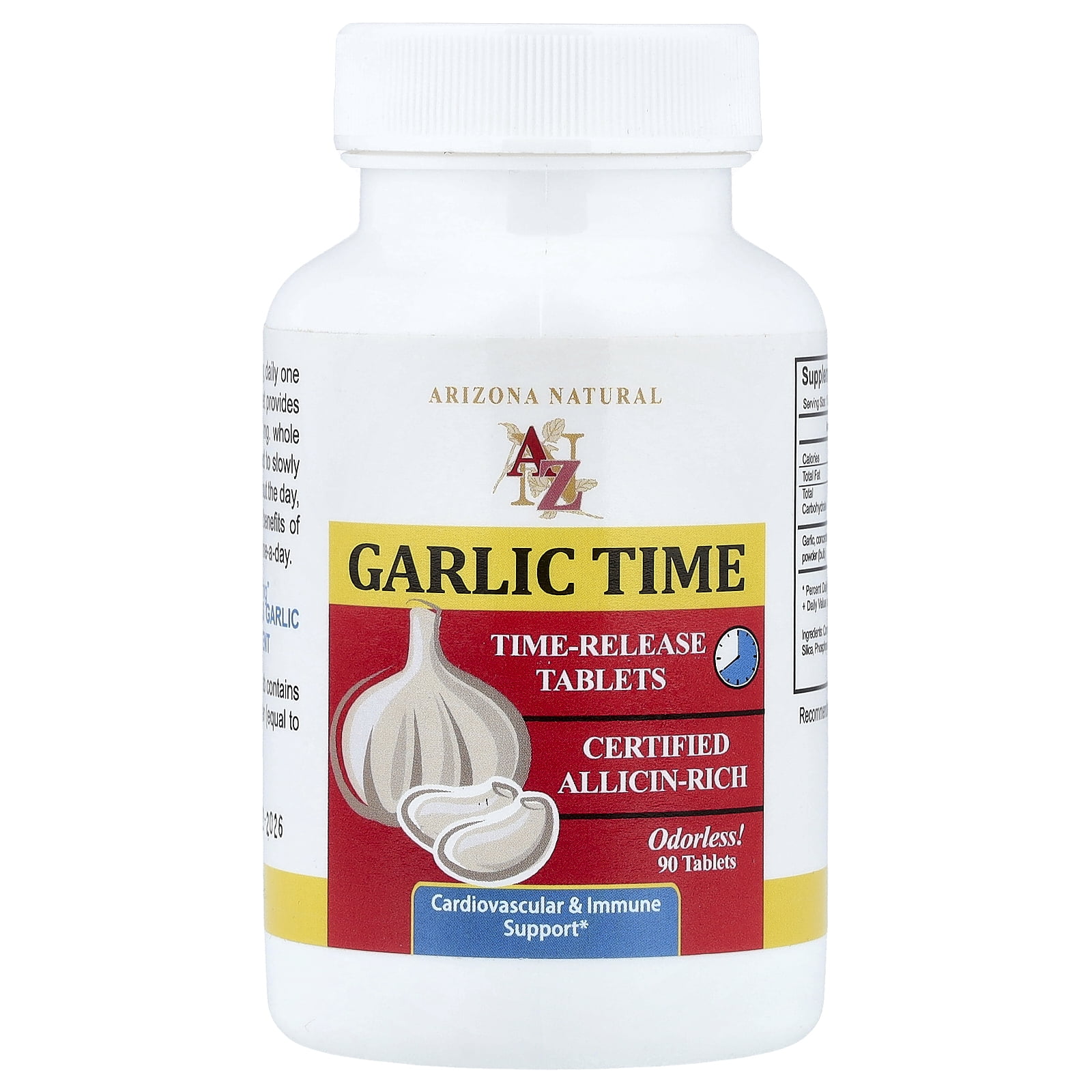 Arizona Natural Garlic Time, 90 Tablets (600 mg per Tablet) - Walmart.com