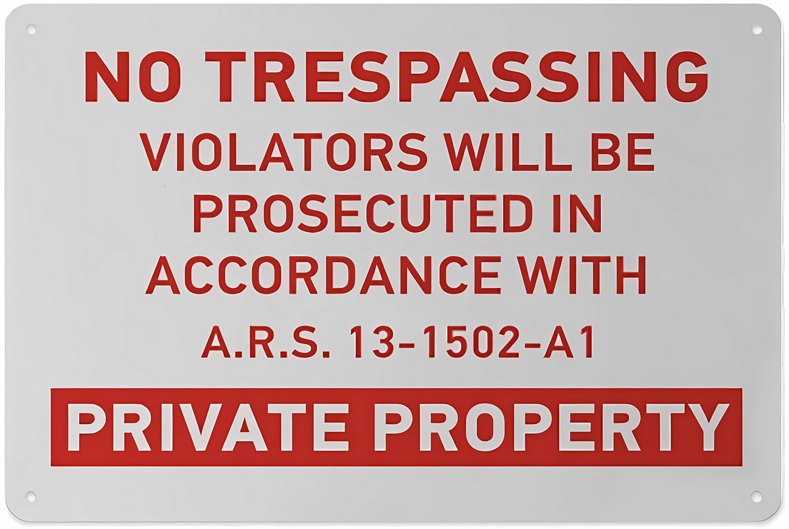 Arizona No Trespassing Aluminum Tin Warning Sign 12 x 8 Inches - for ...