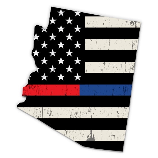 Arizona Police Firefighter Red Line Blue Line Flag - 12" Vinyl Sticker ...