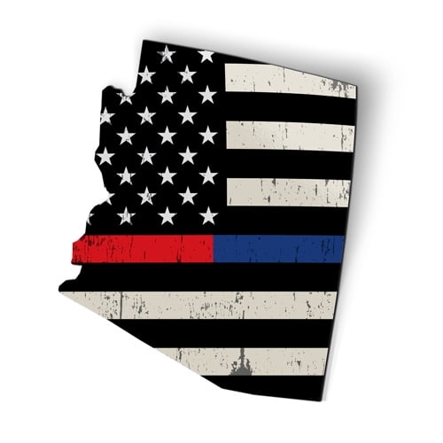 Arizona Police Firefighter Red Line Blue Line Flag - 6" Magnet for Car ...