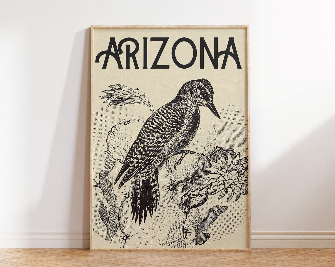 Arizona Poster Arizona Wall Art Vintage Wall Art Arizona Art Print ...
