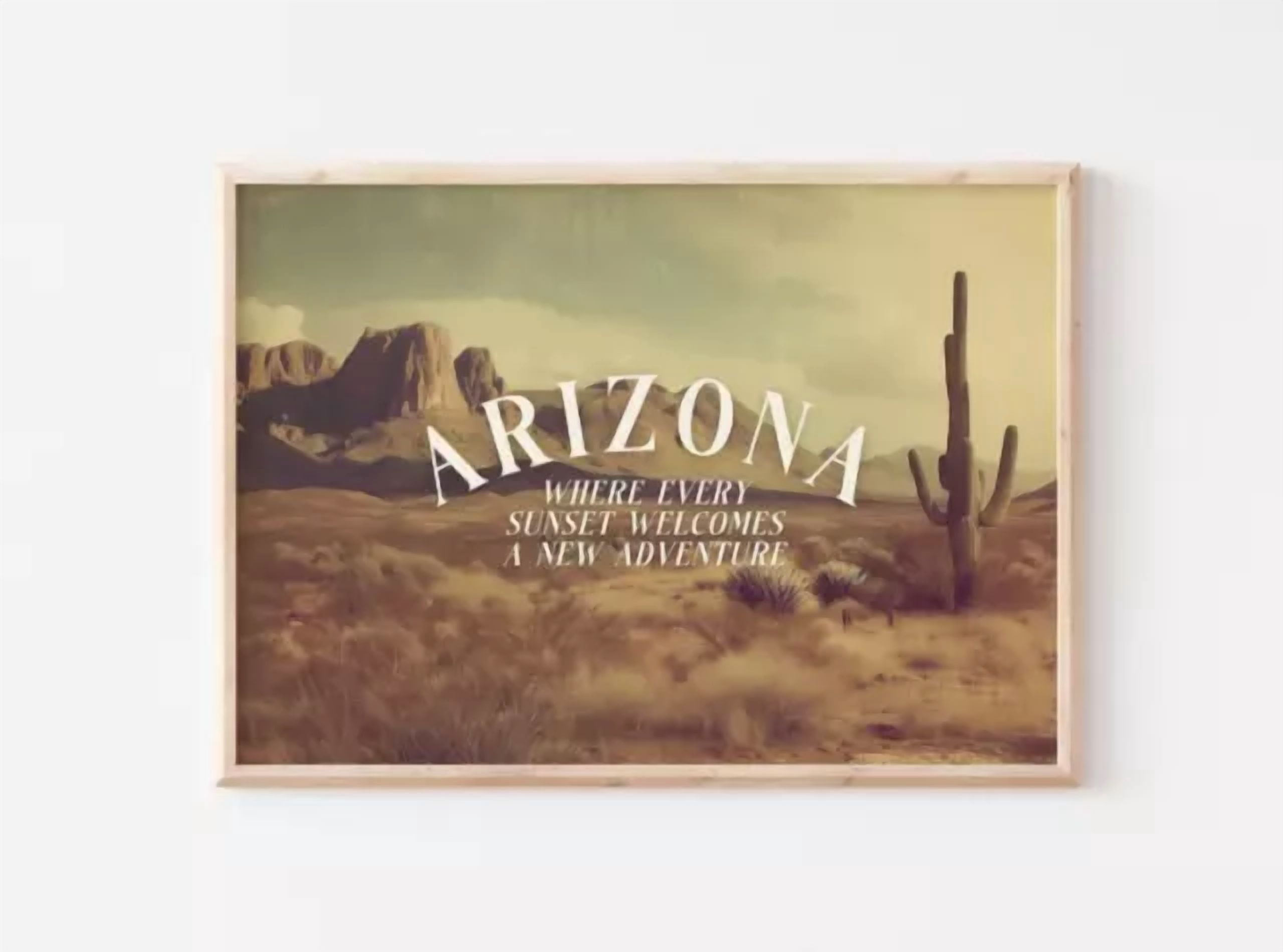 Arizona Retro Scene Photo Typography Travel Print Home Decor Vintage ...