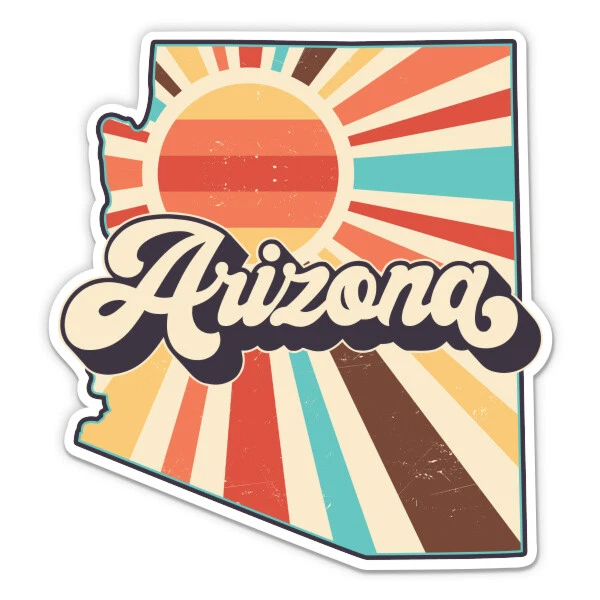 Arizona Retro Style State Sticker Phone Decal Water Bottle Stickers Car ...
