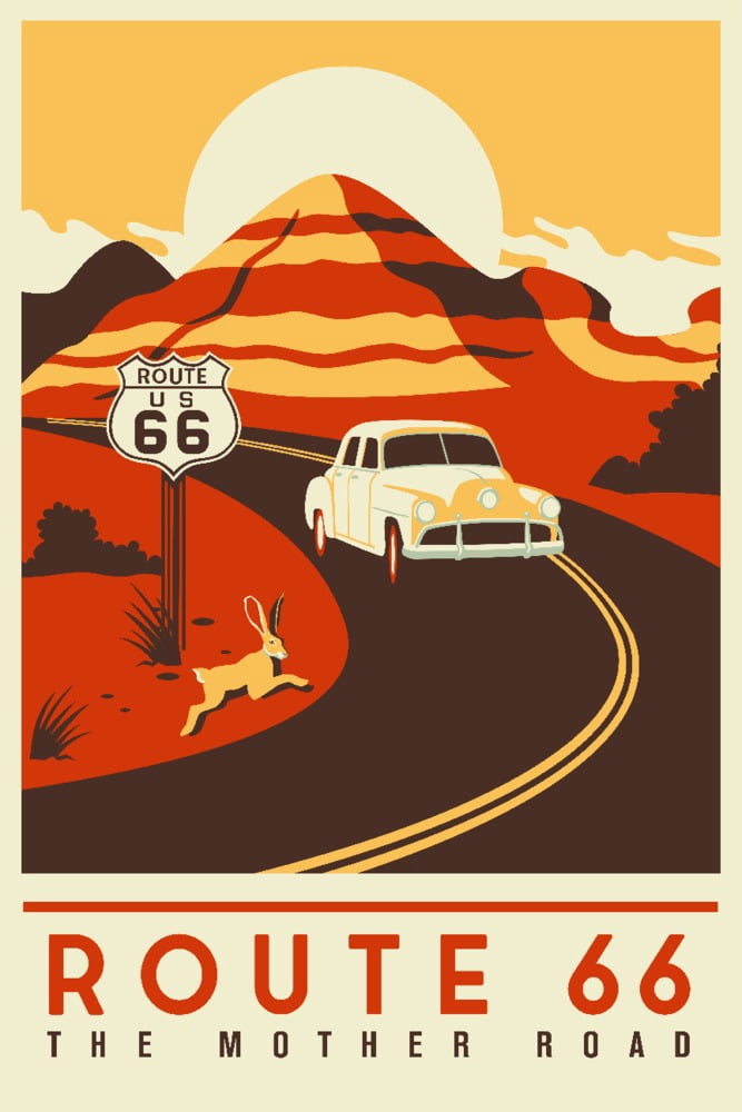 Arizona, Route 66, Mother Road, Simplified (24x36 Giclee Gallery Art ...