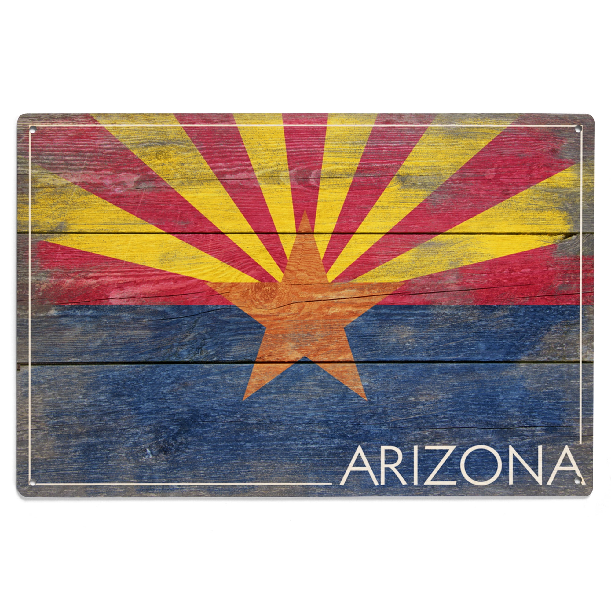 Arizona, Rustic State Flag Birch Wood Wall Sign (6x9 Rustic Home Decor ...