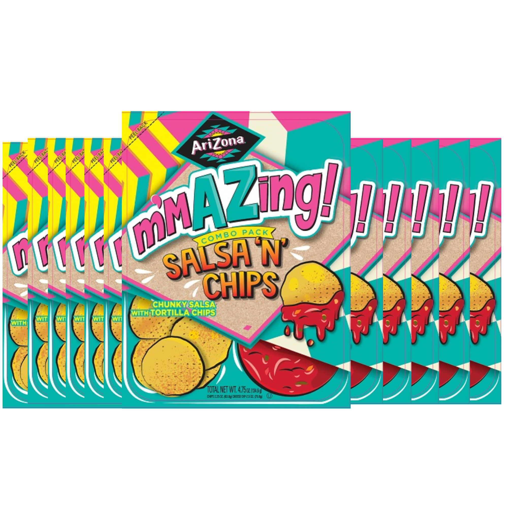 AriZona SALSA 'N' CHIPS, Microwave Safe 4.75 Oz Tray, Box of 12, Salty ...
