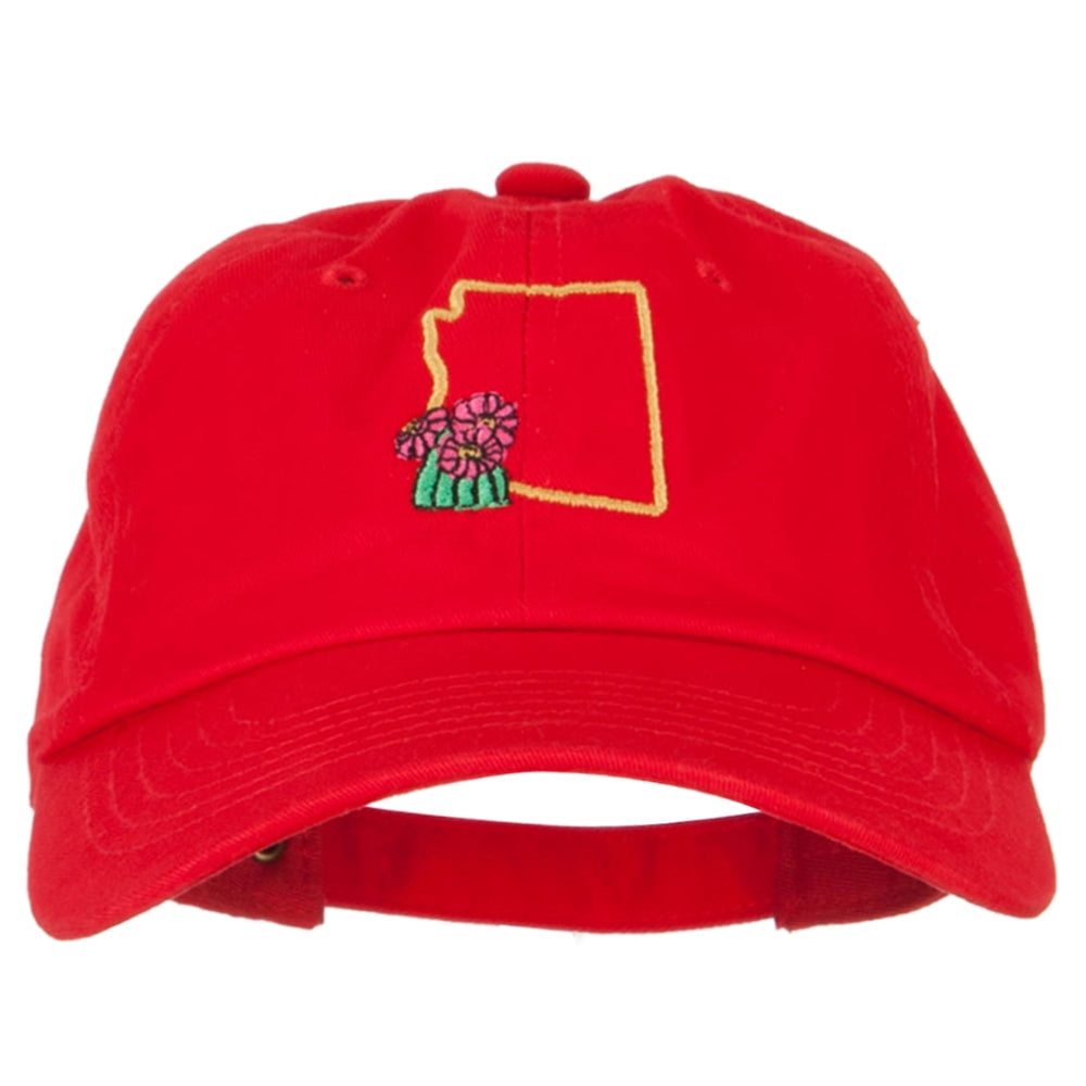 Arizona Saguaro with Map Embroidered Unstructured Washed Cap - Red OSFM ...