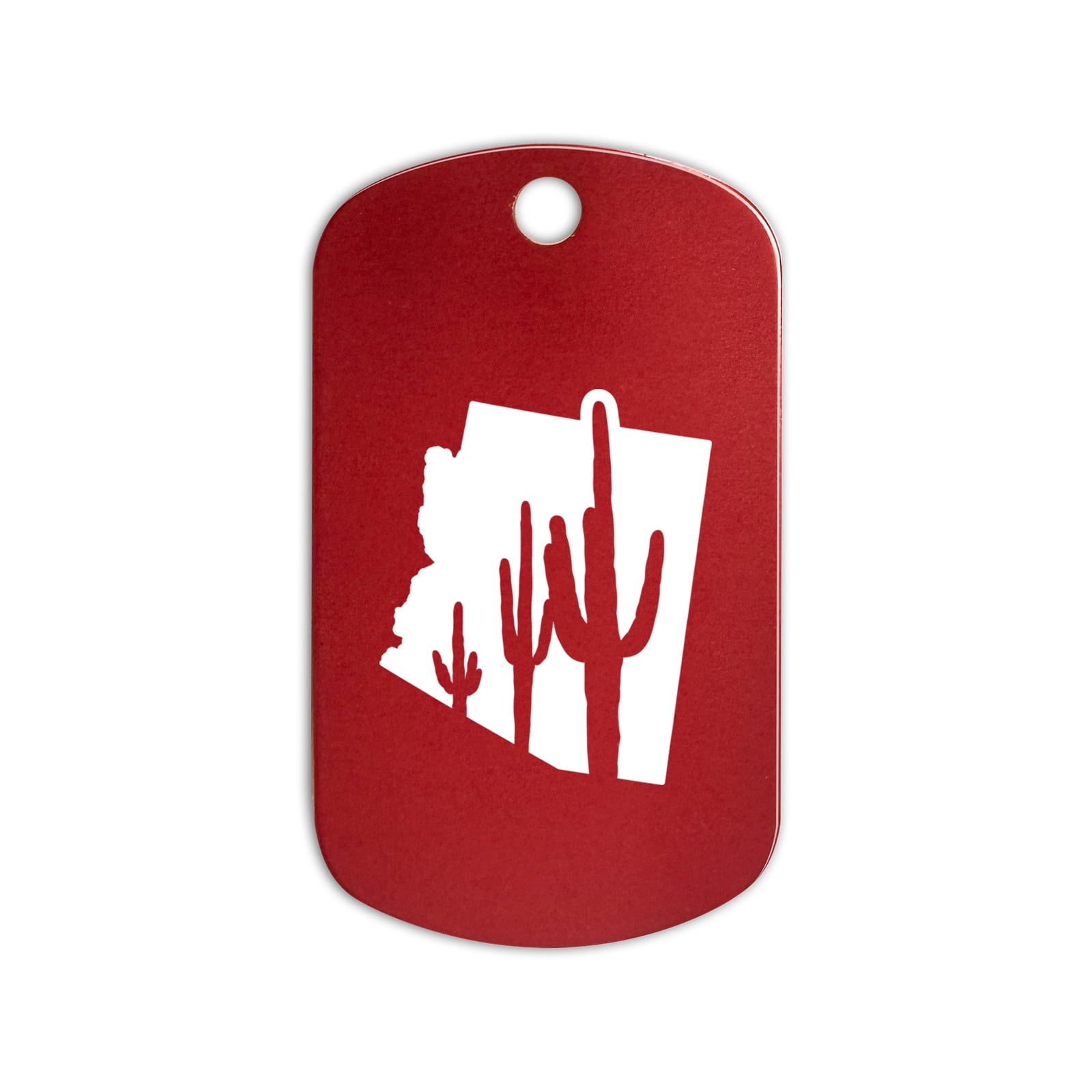 Arizona Shaped Saguaro Cactus GI Dog Tag Aluminum Keychain explore camp ...