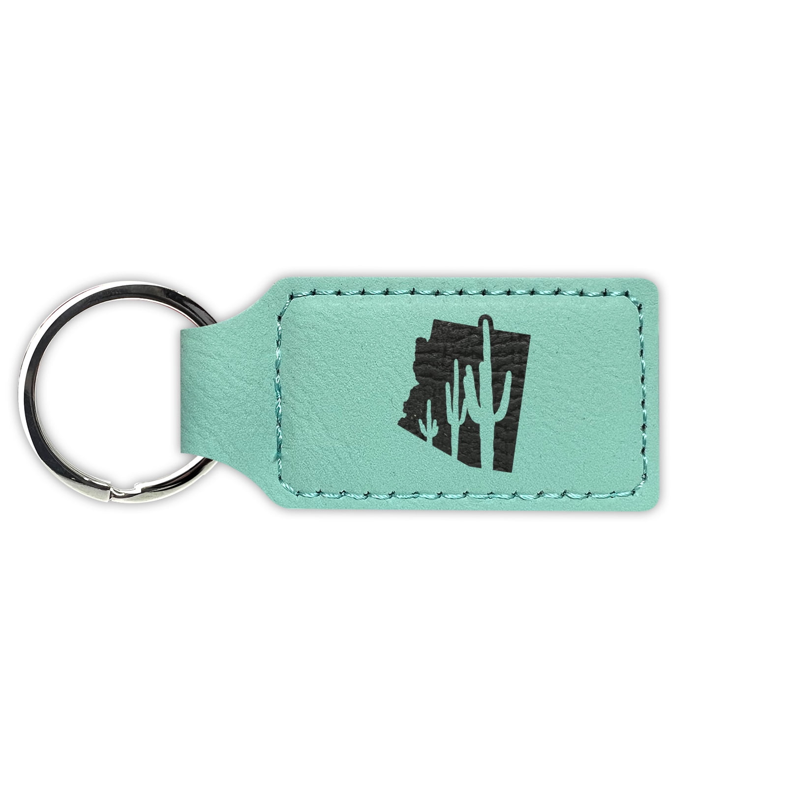 Arizona Shaped Saguaro Cactus Keychain Leatherette Rectangle - Laser ...
