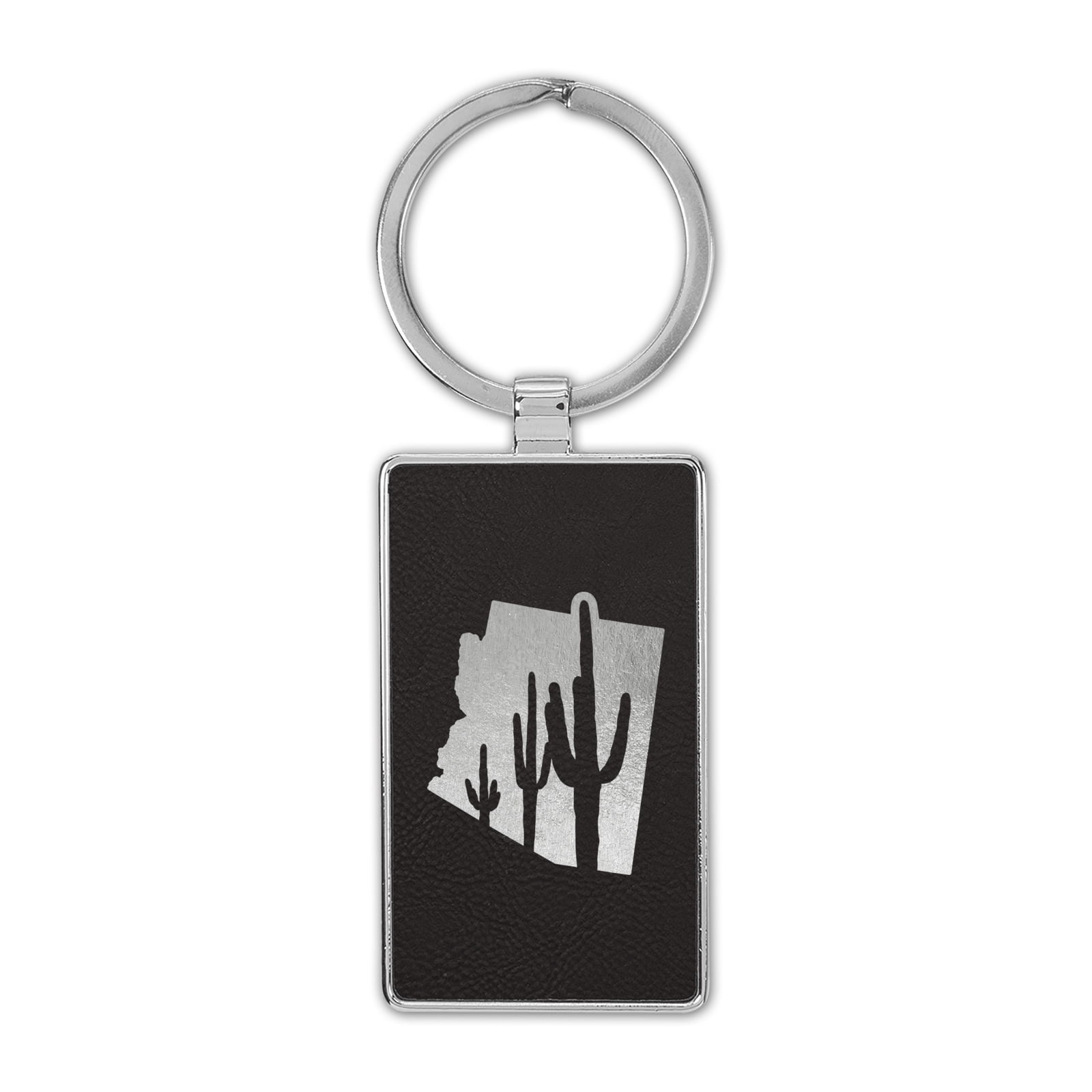 Arizona Shaped Saguaro Cactus Premium Leatherette Keychain explore camp ...